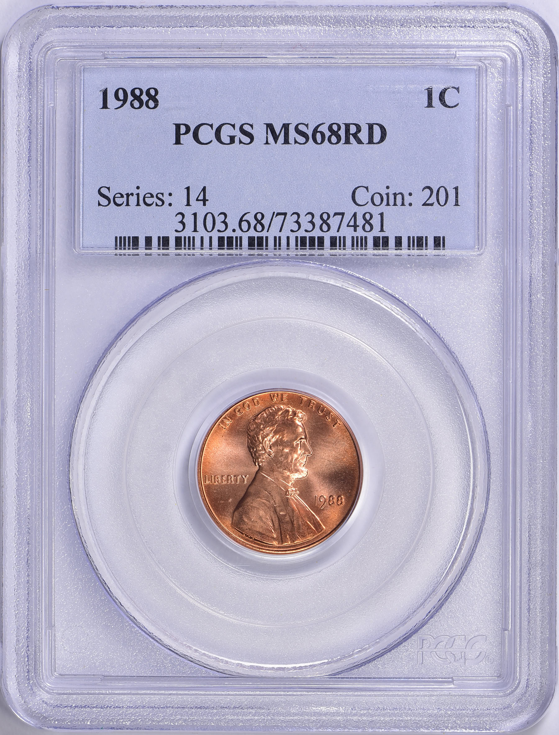 1988 Lincoln Cent PCGS MS-68 RD (Item 1682668) | GreatCollections Coin ...