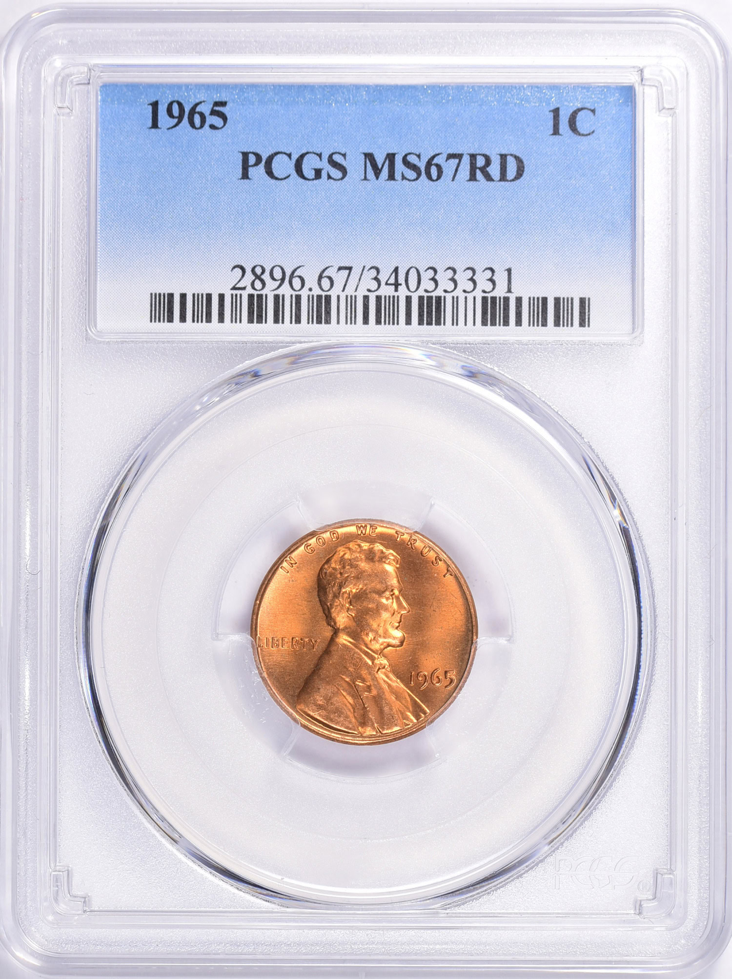 1965 Lincoln Cent PCGS MS-67 RD (Item 1682693) | GreatCollections Coin ...
