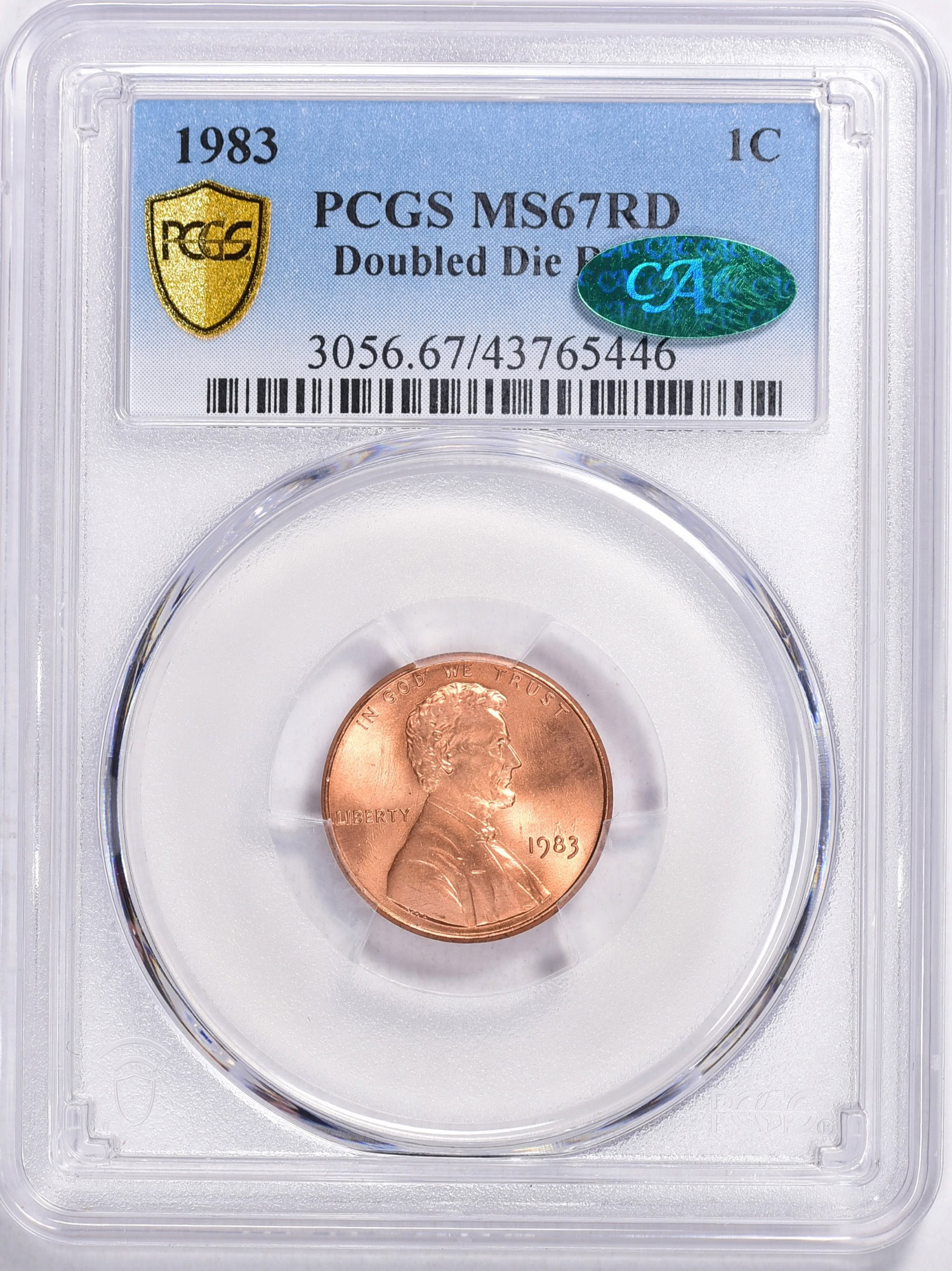 1983 Lincoln Cent Doubled Die Reverse PCGS MS-67 RD (CAC Green) (Item ...