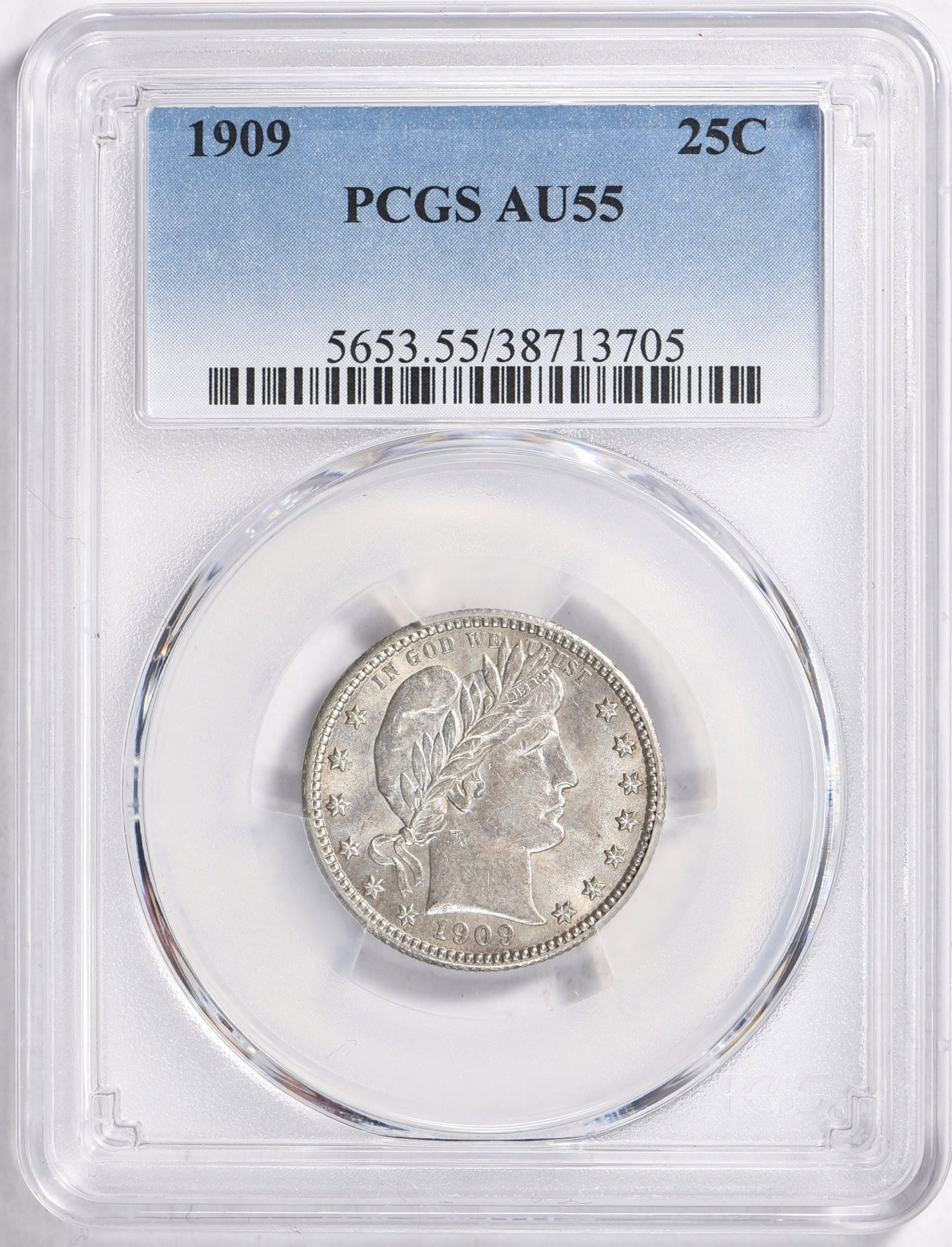 1909 Barber Quarter PCGS AU-55 (Item 1683120) | GreatCollections Coin Auctions