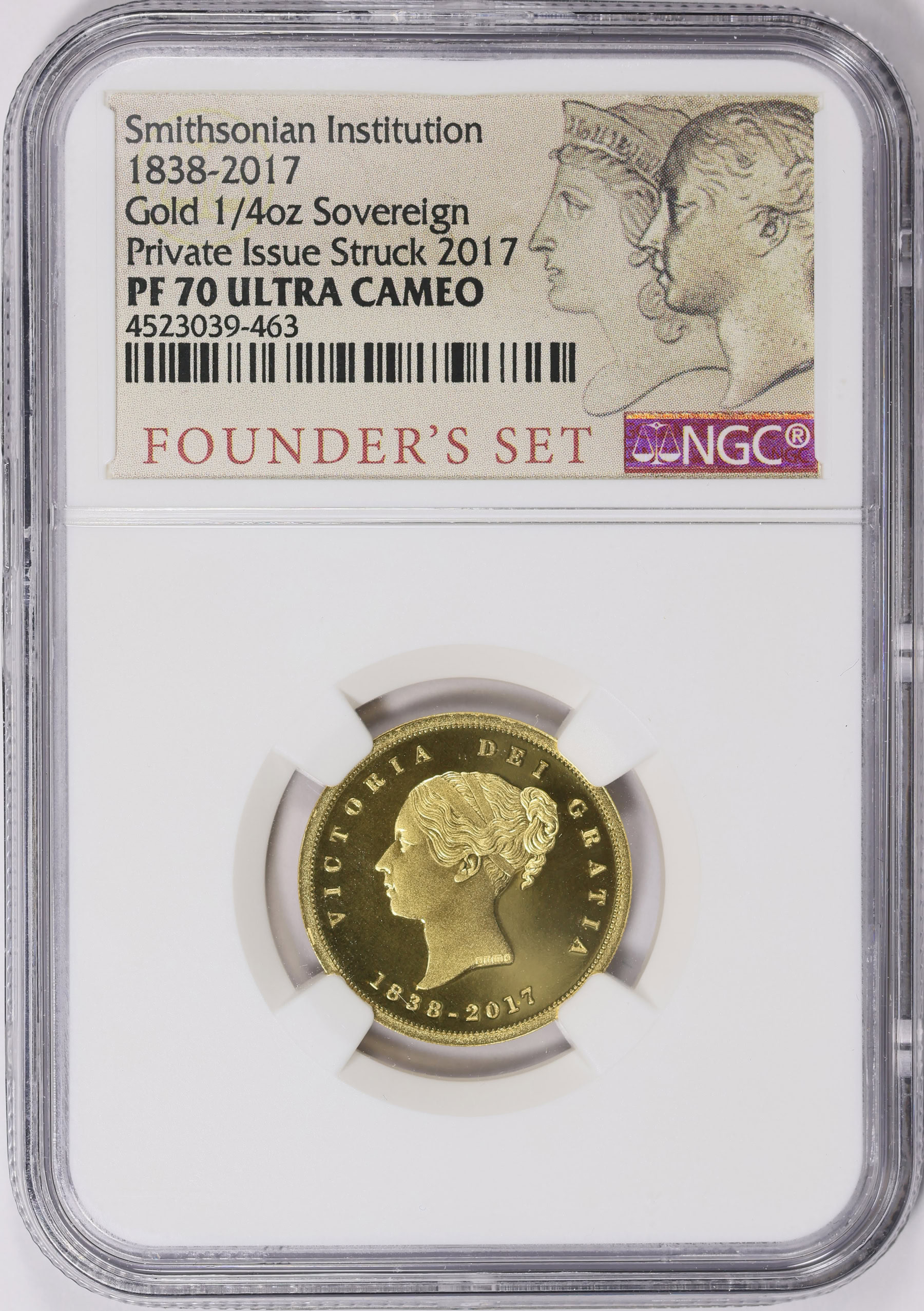 Great Britain 2017 Smithsonian Institution Gold 1/4 oz. Sovereign ...