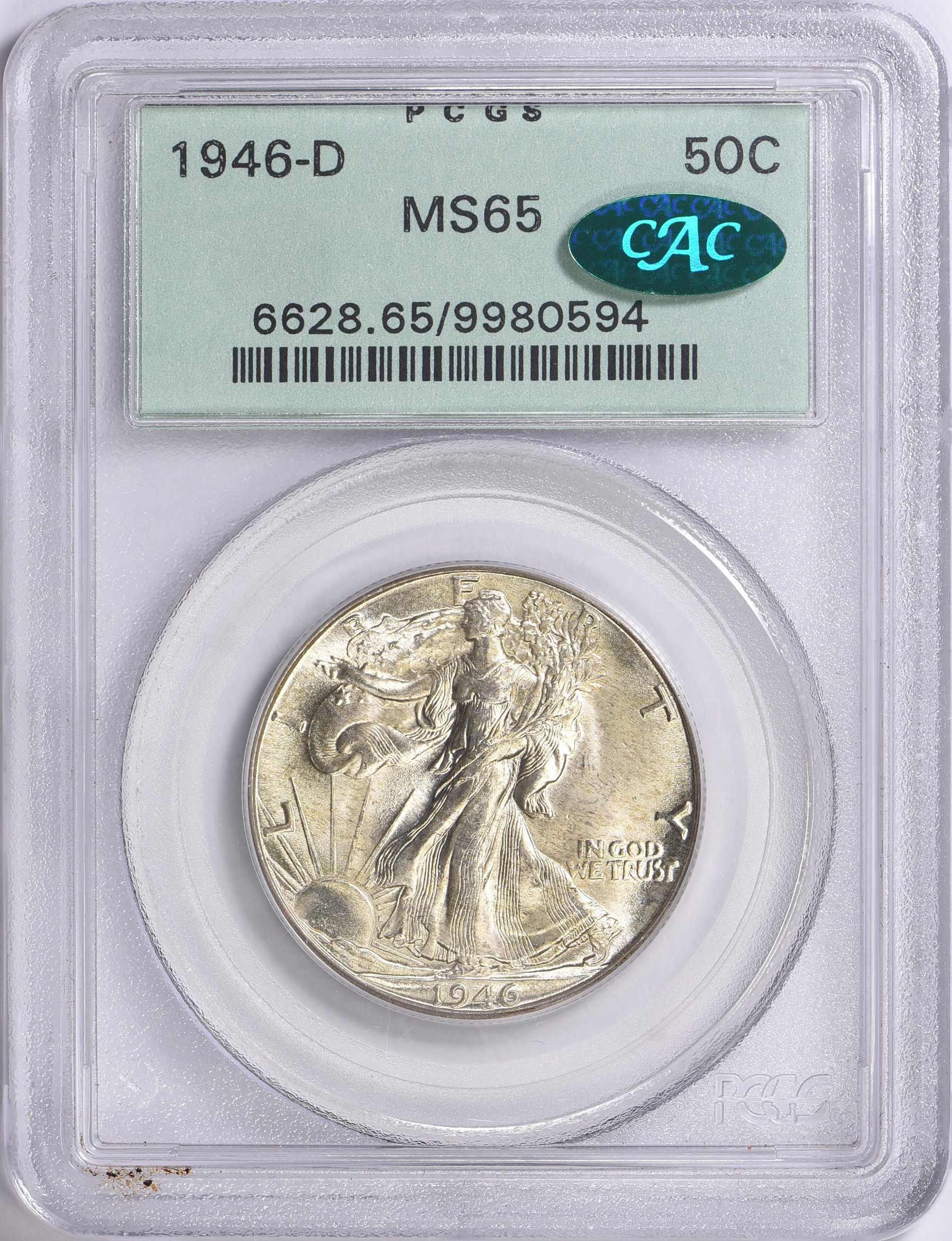 1946-D Walking Liberty Half Dollar PCGS MS-65 (CAC Green) OGH (Item 1683259) | GreatCollections ...