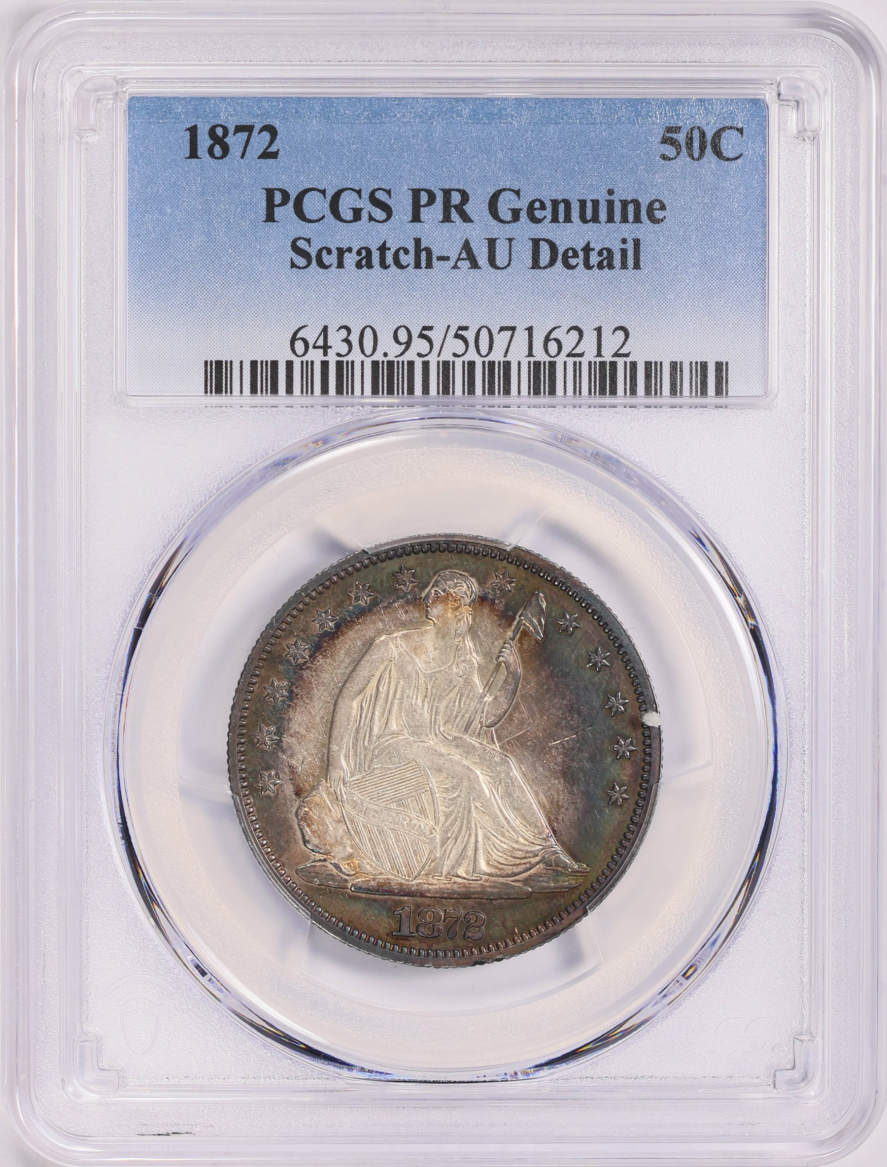 1872 Seated Liberty Half Dollar PCGS Proof Genuine AU Details (Item 1683294) | GreatCollections ...