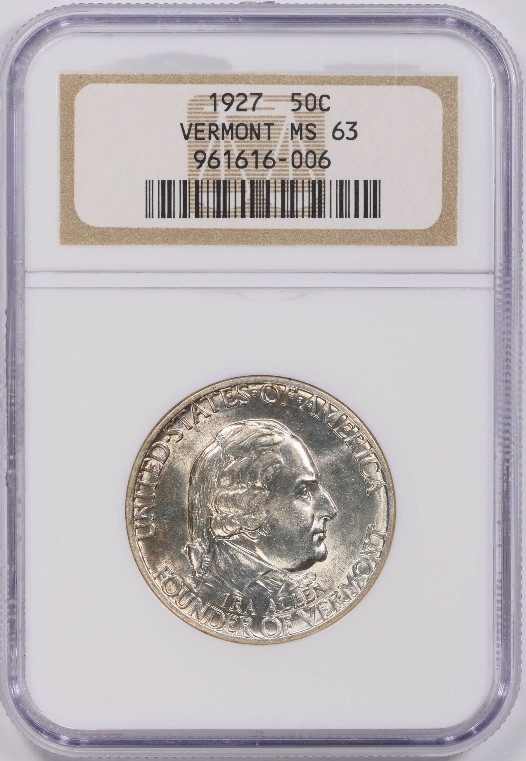 1927 Vermont Sesquicentennial Half Dollar NGC MS-63 (Item 1683362 ...