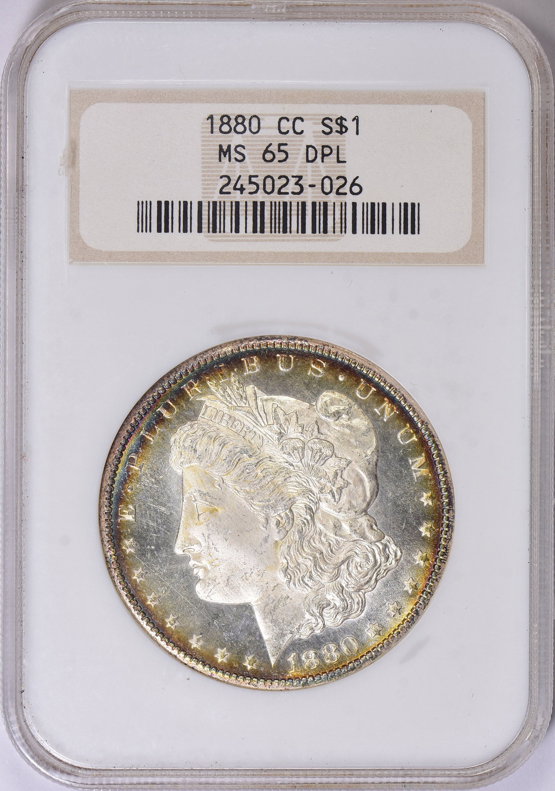 1880-CC Morgan Silver Dollar NGC MS-65 DPL OH (Toned) (Item 1683414) | GreatCollections Coin ...
