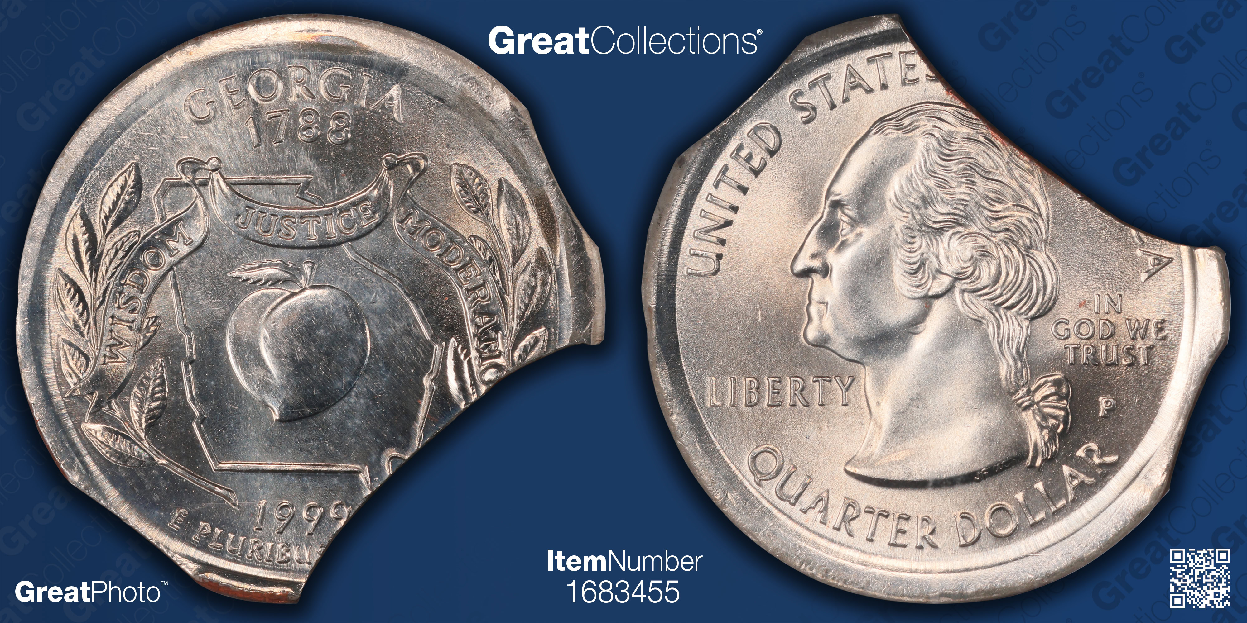 Mint Error 1999-P Georgia State Quarter Broadstruck With Triple Curved ...