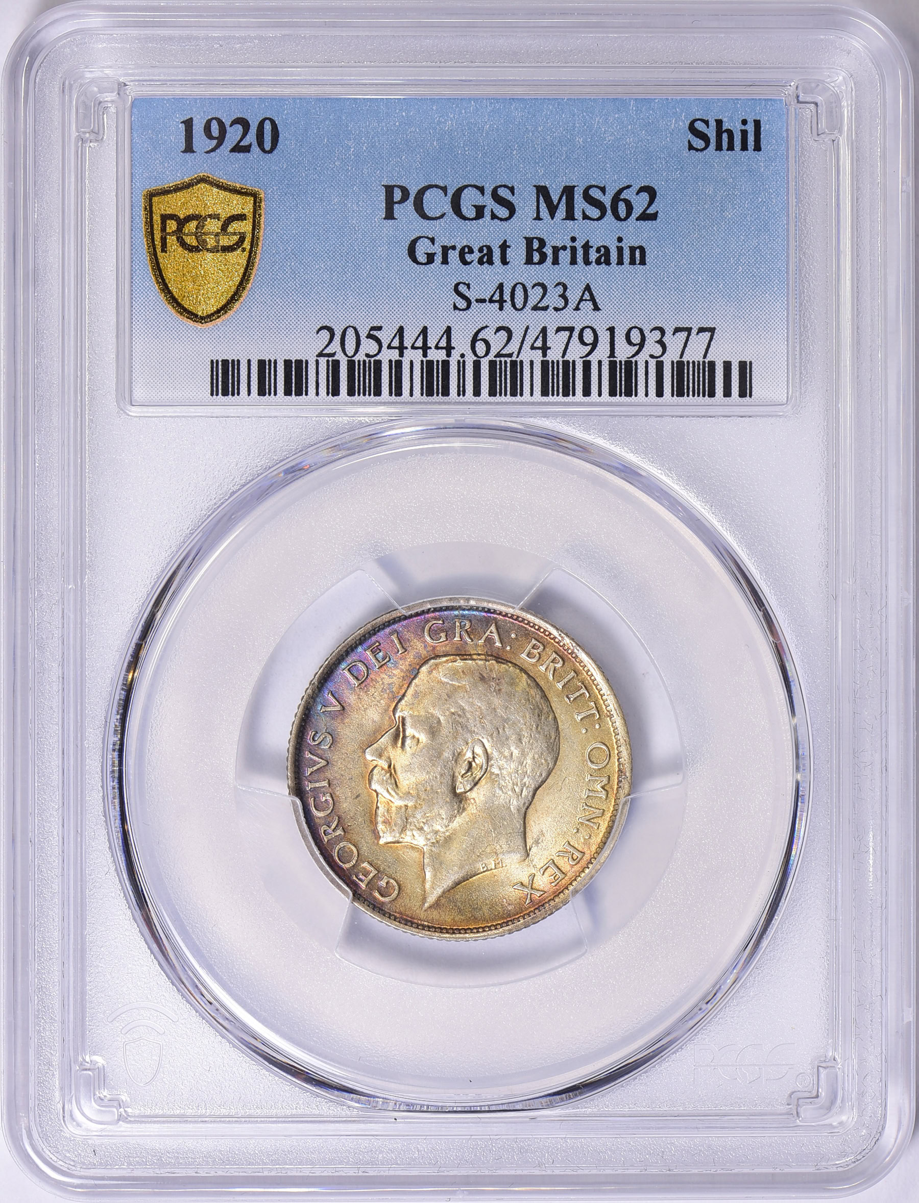 Great Britain 1920 Silver Shilling KM-816a PCGS MS-62 (Toned) (Item ...