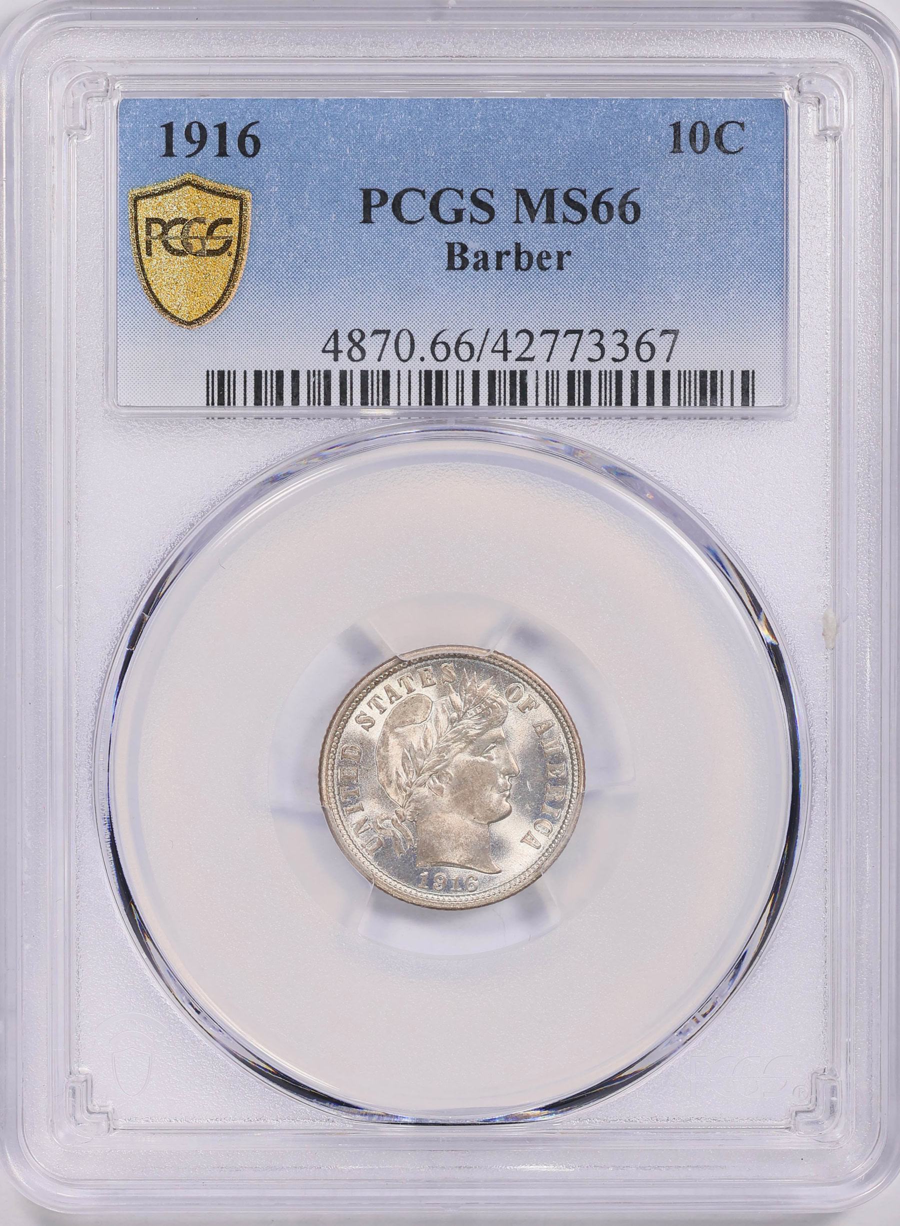 1916 Barber Dime PCGS MS-66 (Item 1683522) | GreatCollections Coin Auctions