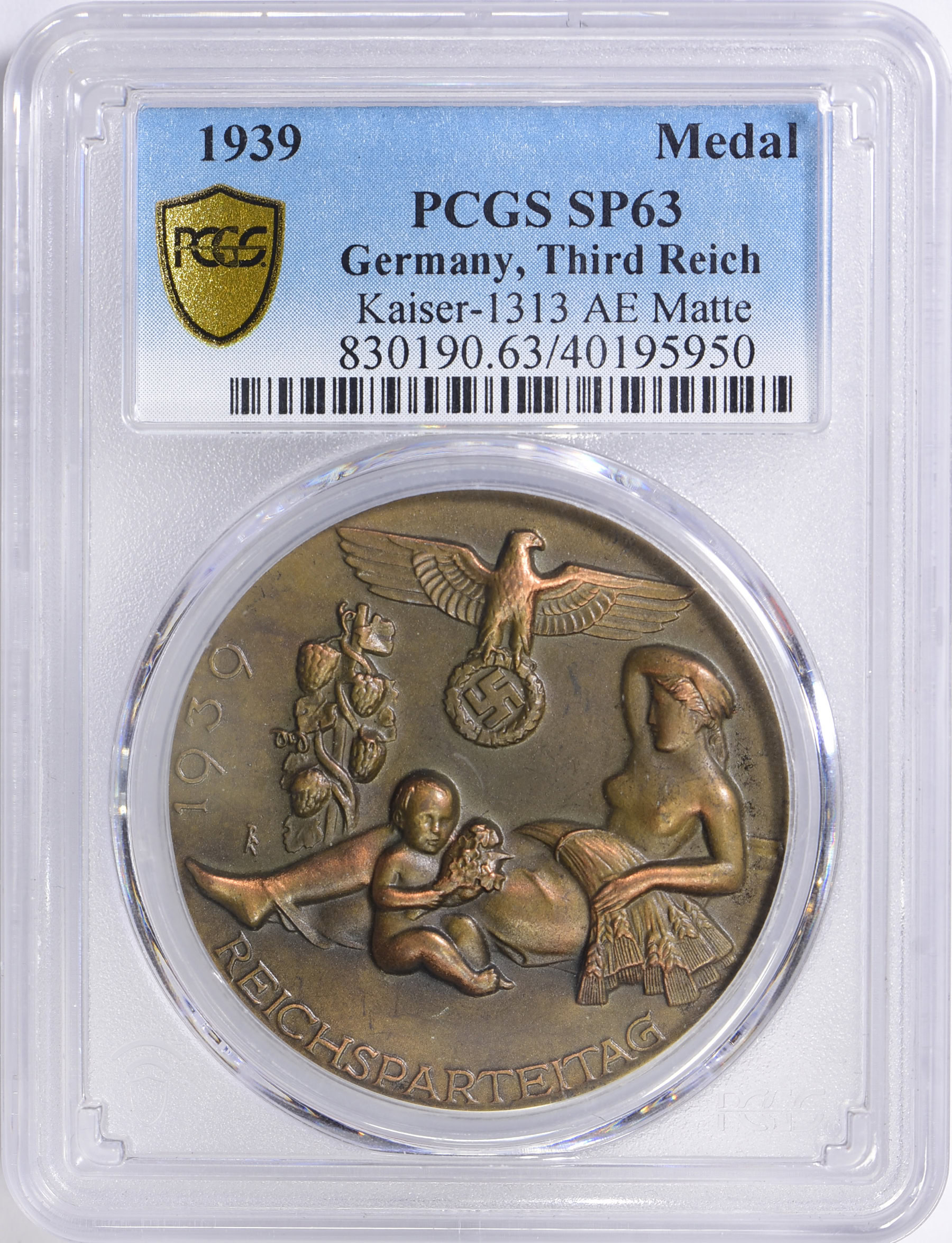 Germany 1939 Matte Bronze 42mm Reich Party Rally Medal PCGS SP-63 (Item ...
