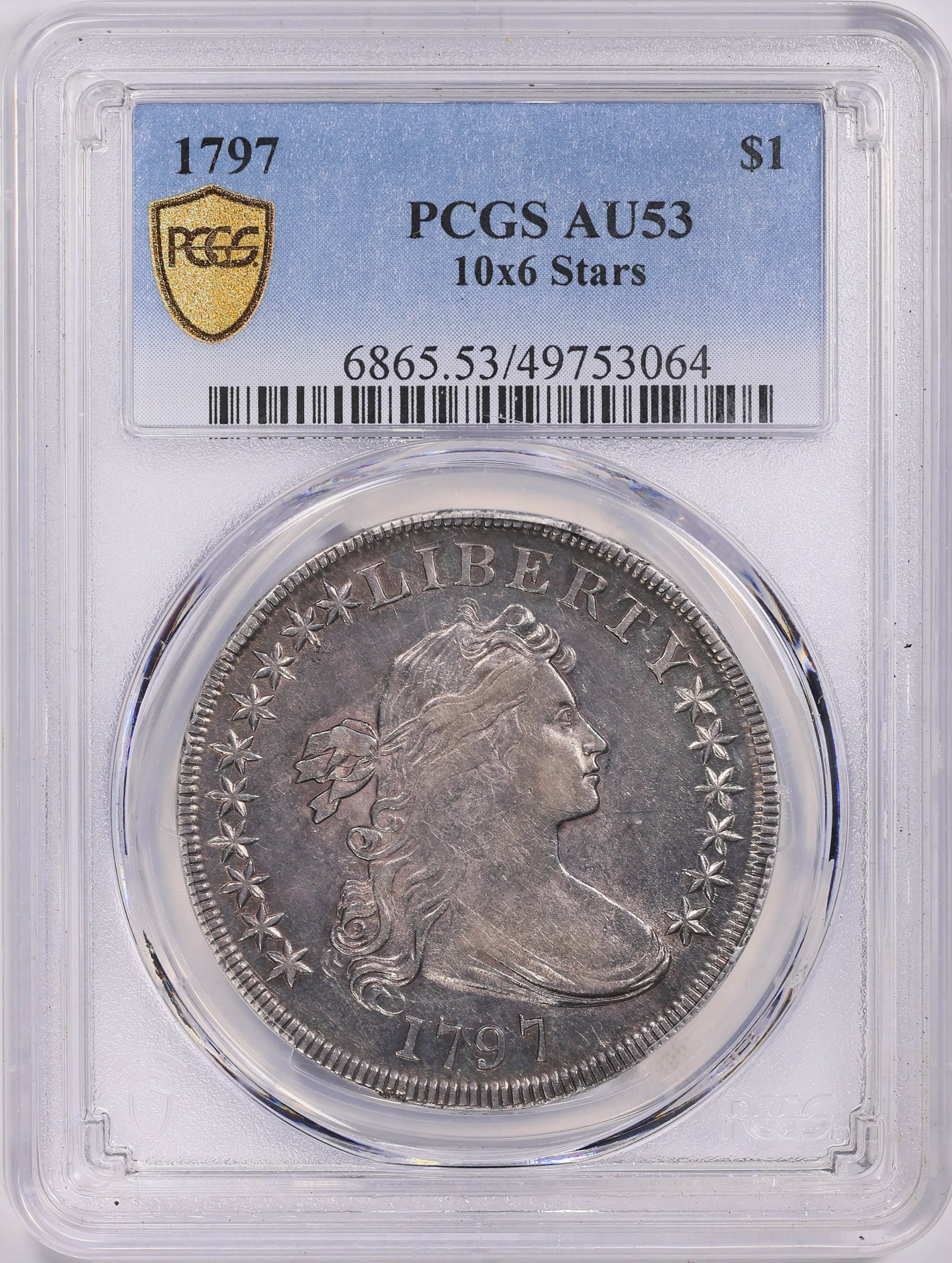 1797 Draped Bust Silver Dollar 10x6 Stars PCGS AU-53 (Item 1683563 ...