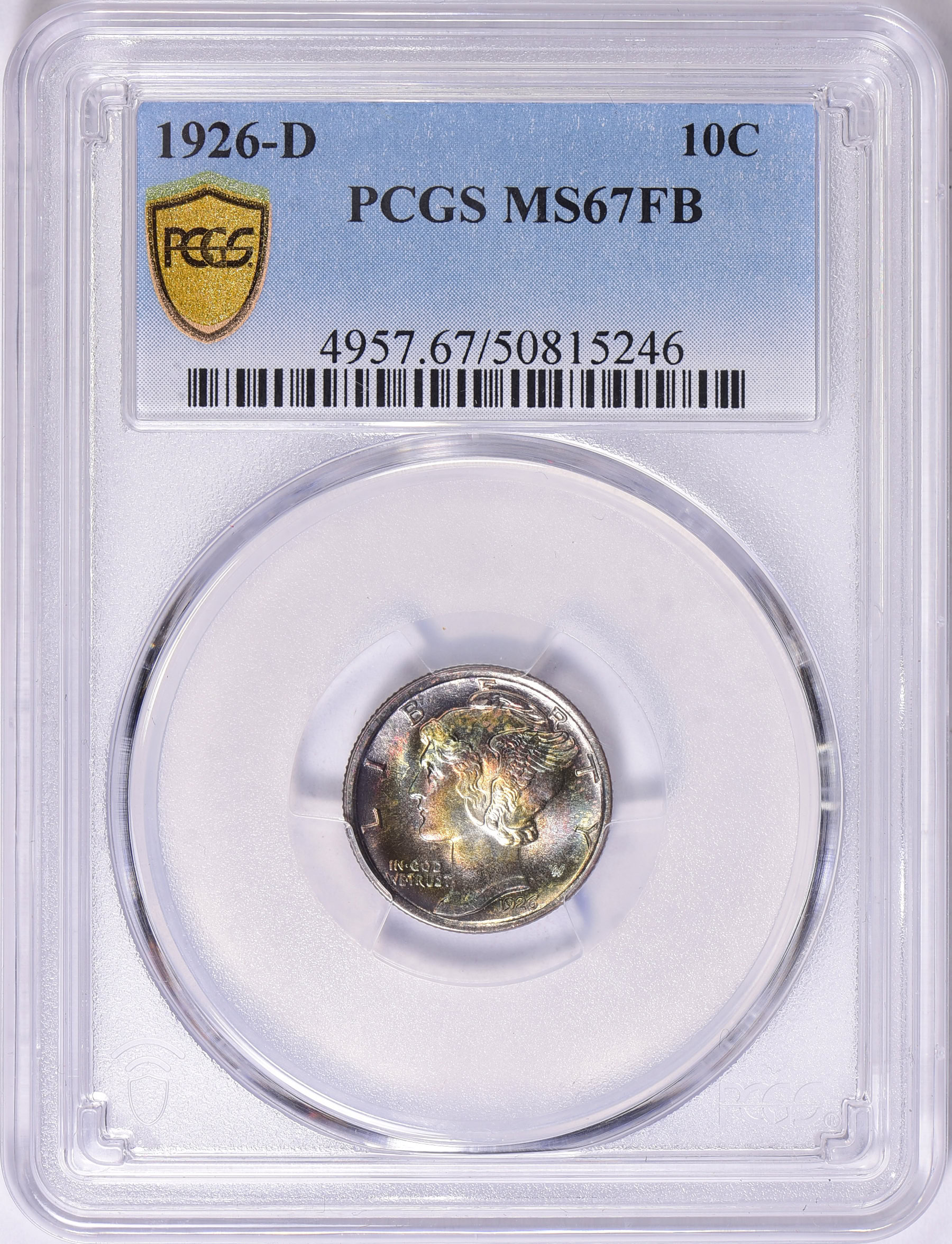 1926-D Mercury Dime PCGS MS-67 FB (Toned) (Item 1683752) | GreatCollections Coin Auctions