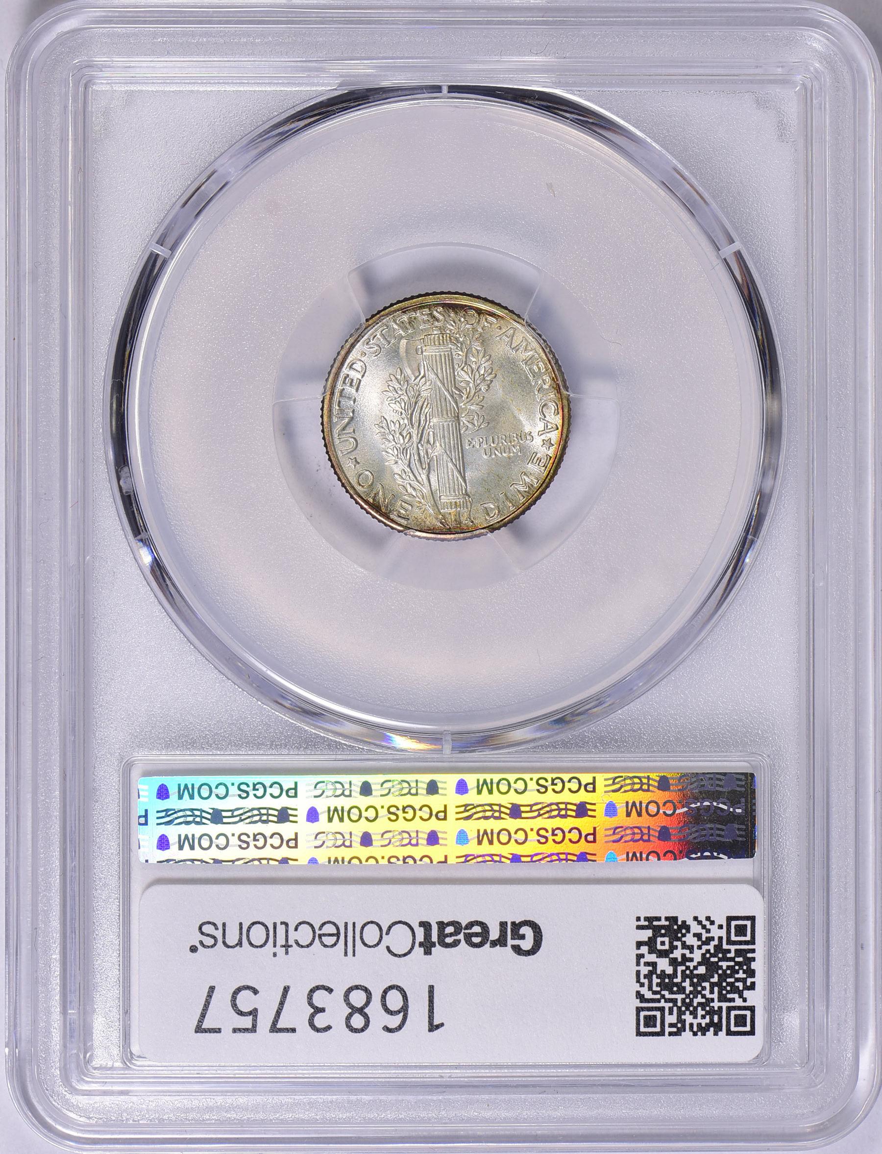 1938 Mercury Dime PCGS MS-68 FB (CAC Green) (Toned) (Item 1683757) | GreatCollections Coin Auctions