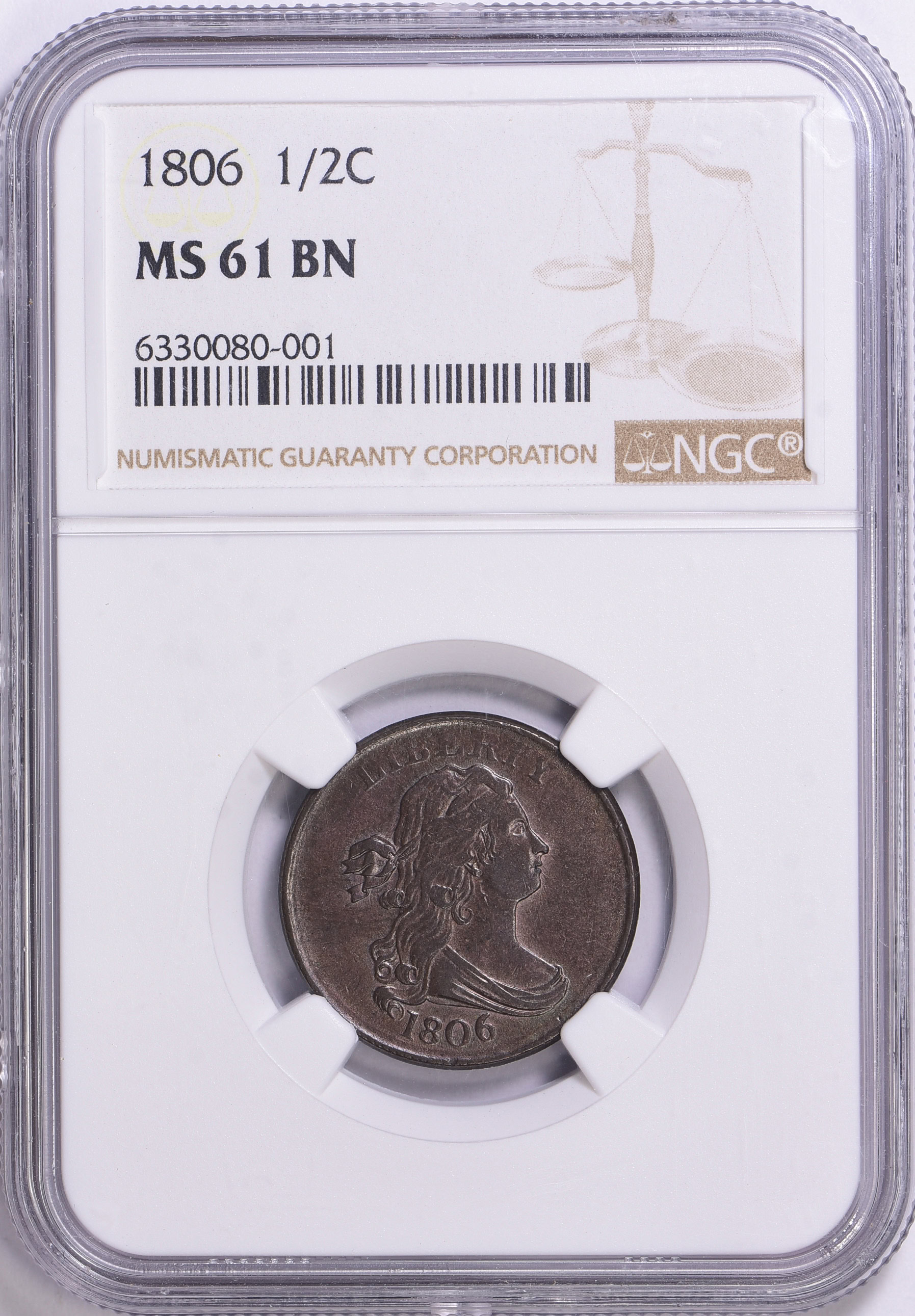 1806 Draped Bust Half Cent NGC MS-61 BN (Item 1683768) | GreatCollections Coin Auctions