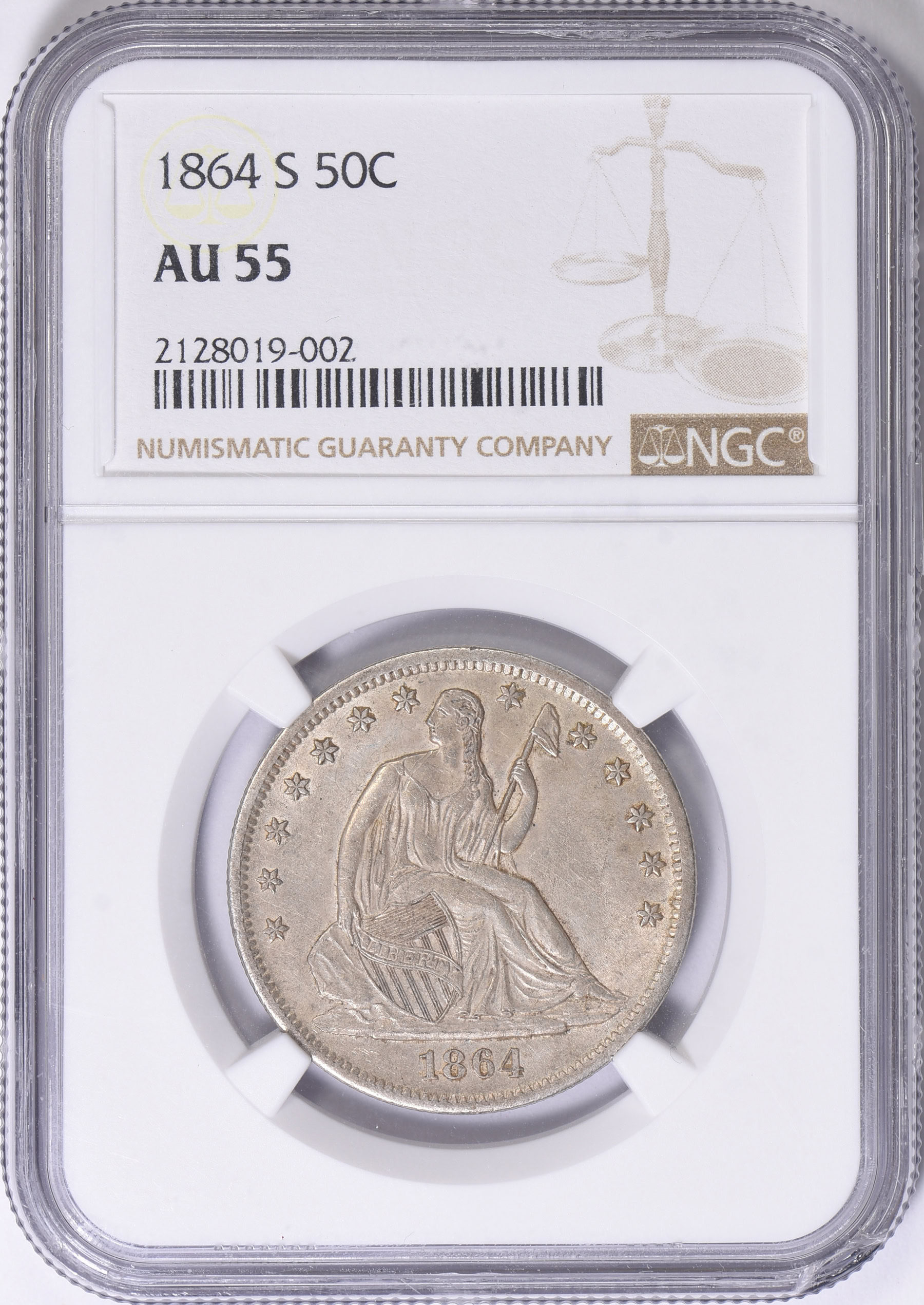 1864-S Seated Liberty Half Dollar NGC AU-55 (Item 1683853) | GreatCollections Coin Auctions