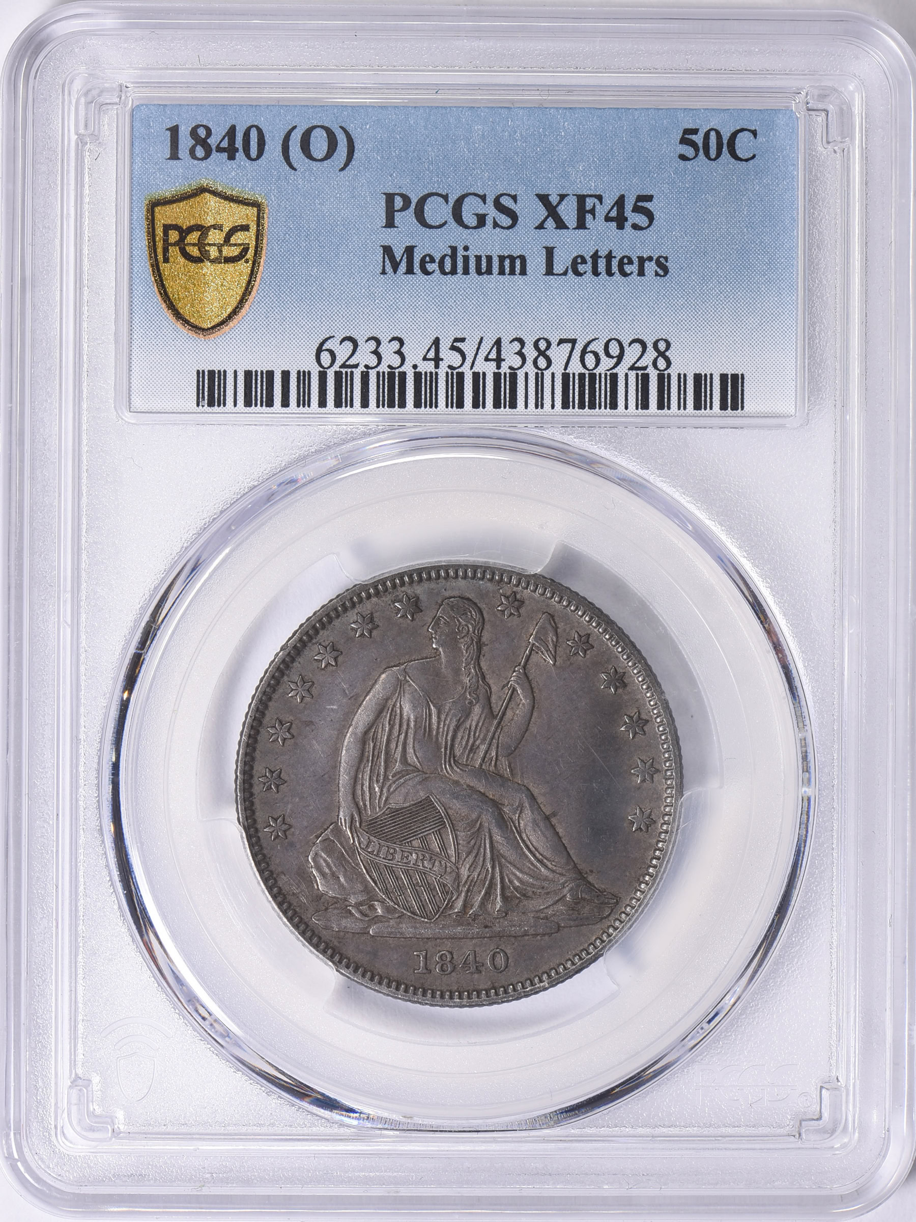 1840-(O) Seated Liberty Half Dollar Medium Letters PCGS XF-45 (Item 1683855) | GreatCollections ...
