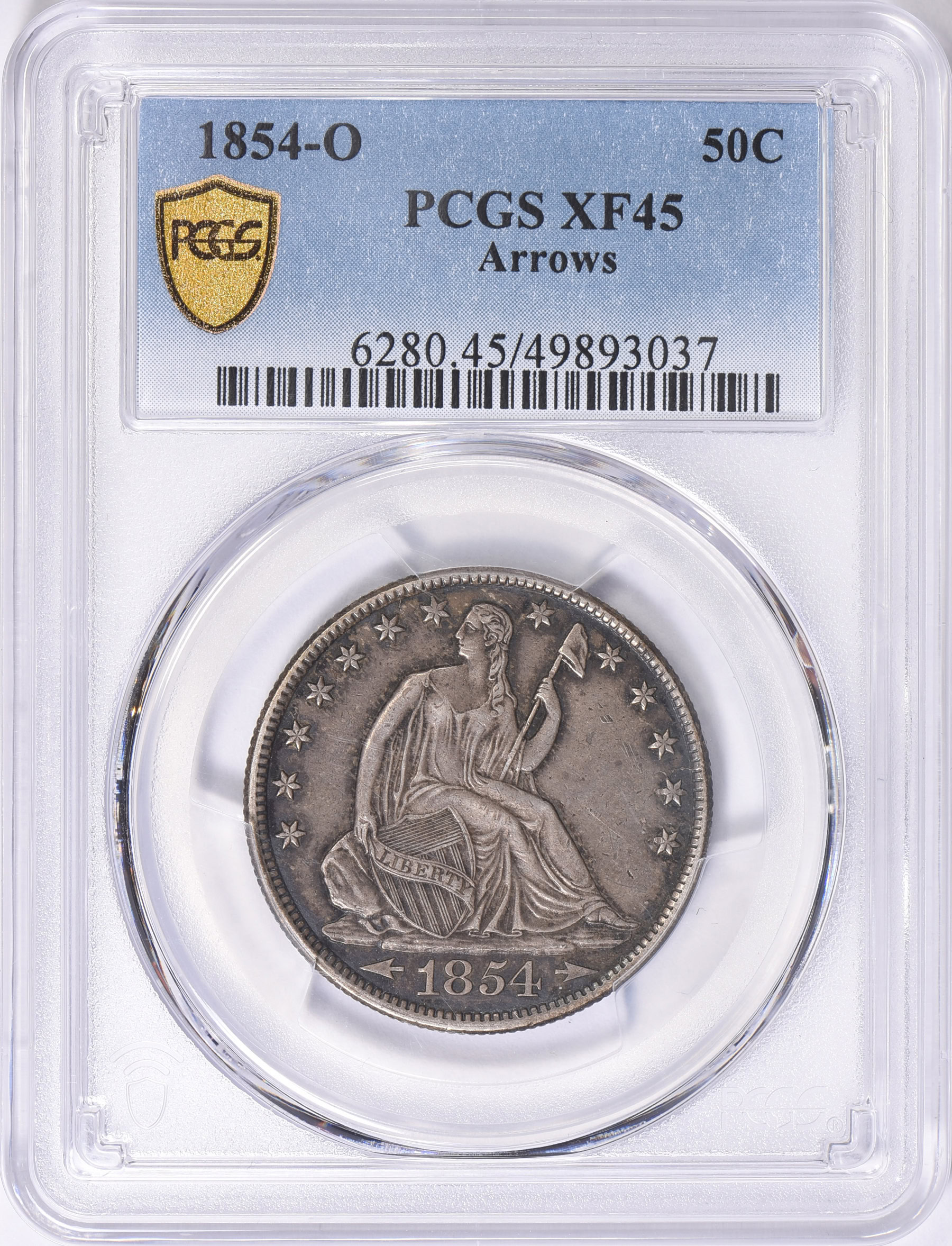 1854-O Seated Liberty Half Dollar Arrows PCGS XF-45 (Item 1683878) | GreatCollections Coin Auctions