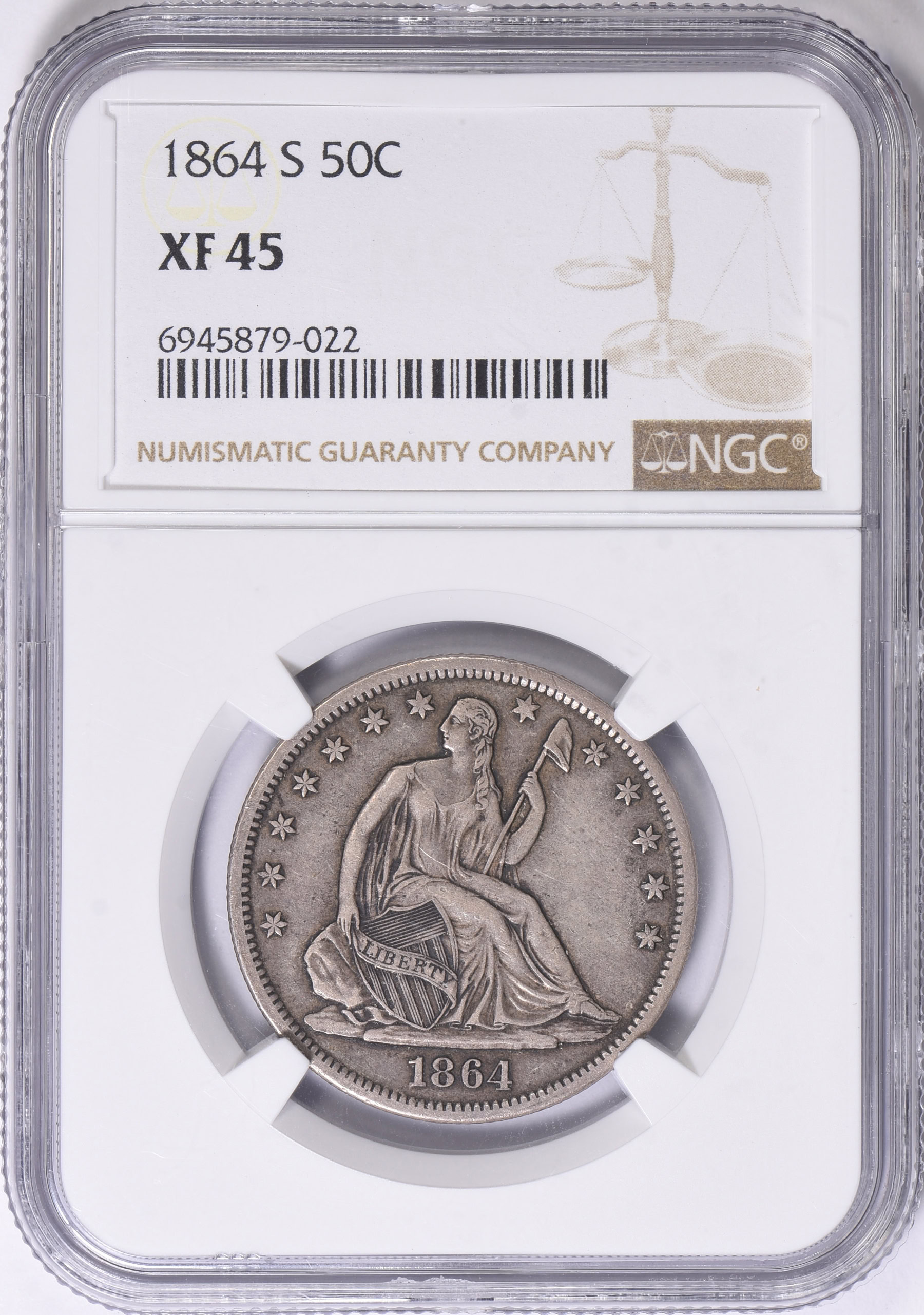 1864-S Seated Liberty Half Dollar NGC XF-45 (Item 1683882) | GreatCollections Coin Auctions