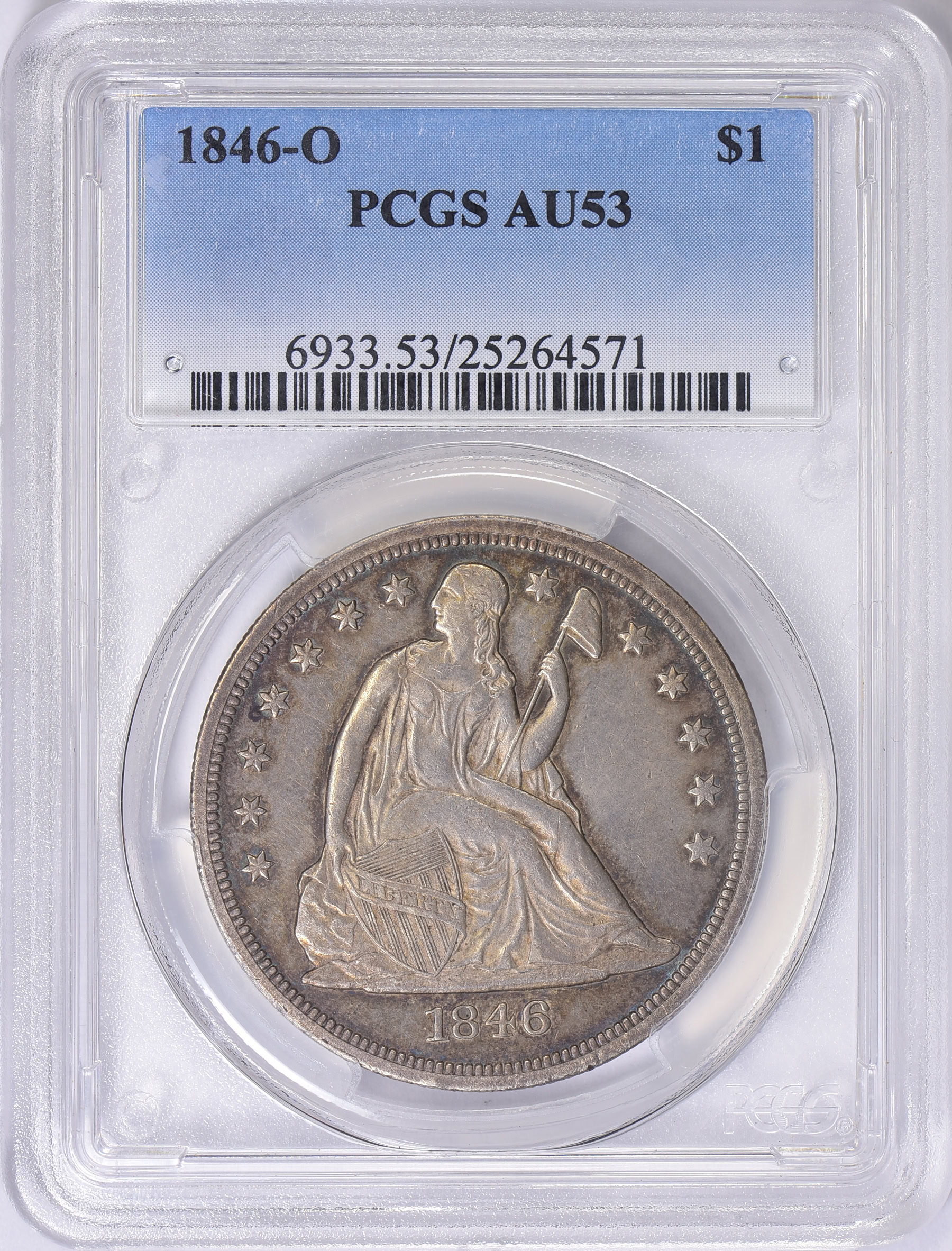 1846-O Seated Liberty Silver Dollar PCGS AU-53 (Toned) (Item 1683896) | GreatCollections Coin ...