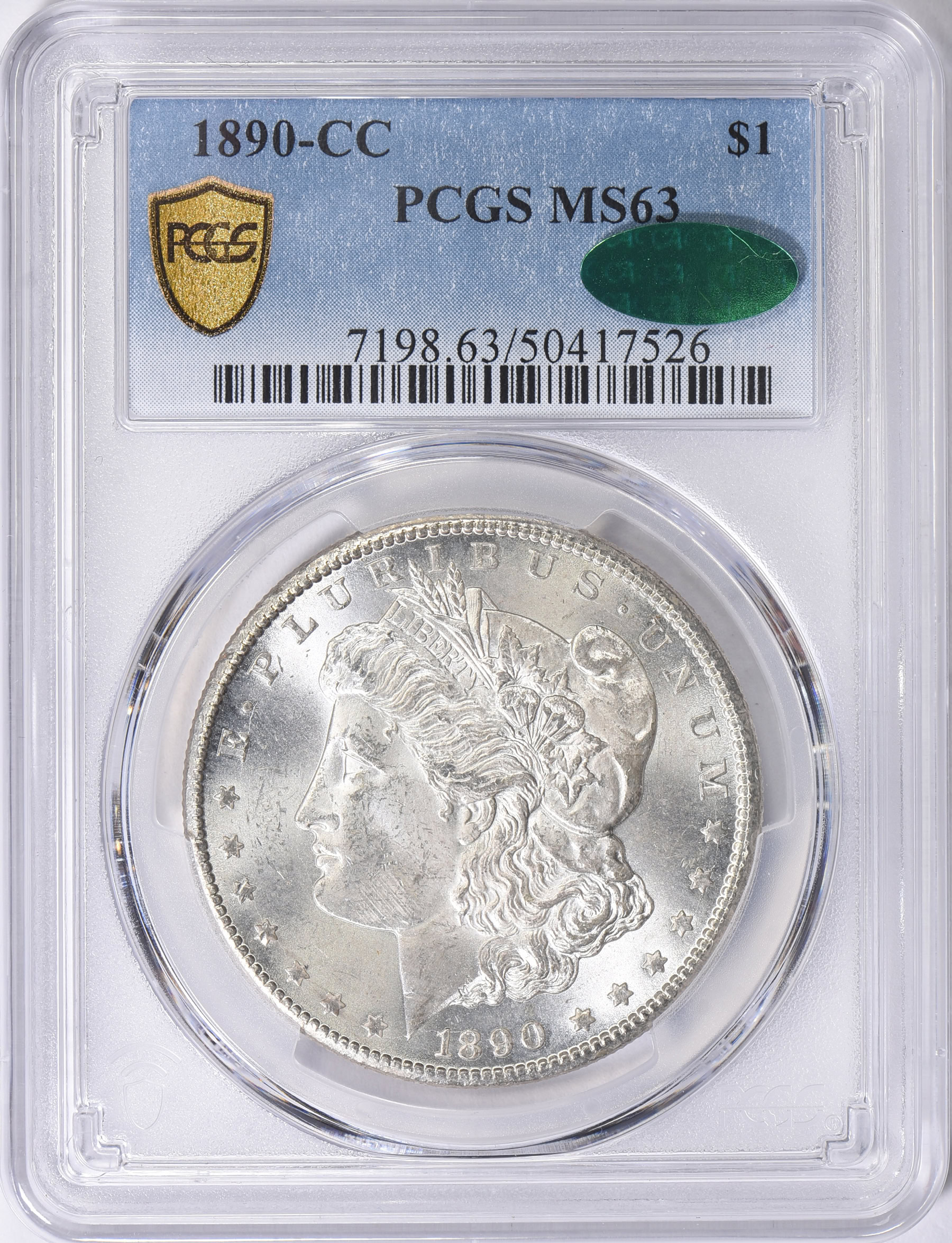 1890-CC Morgan Silver Dollar PCGS MS-63 (CAC Green) (Item 1683917) | GreatCollections Coin Auctions