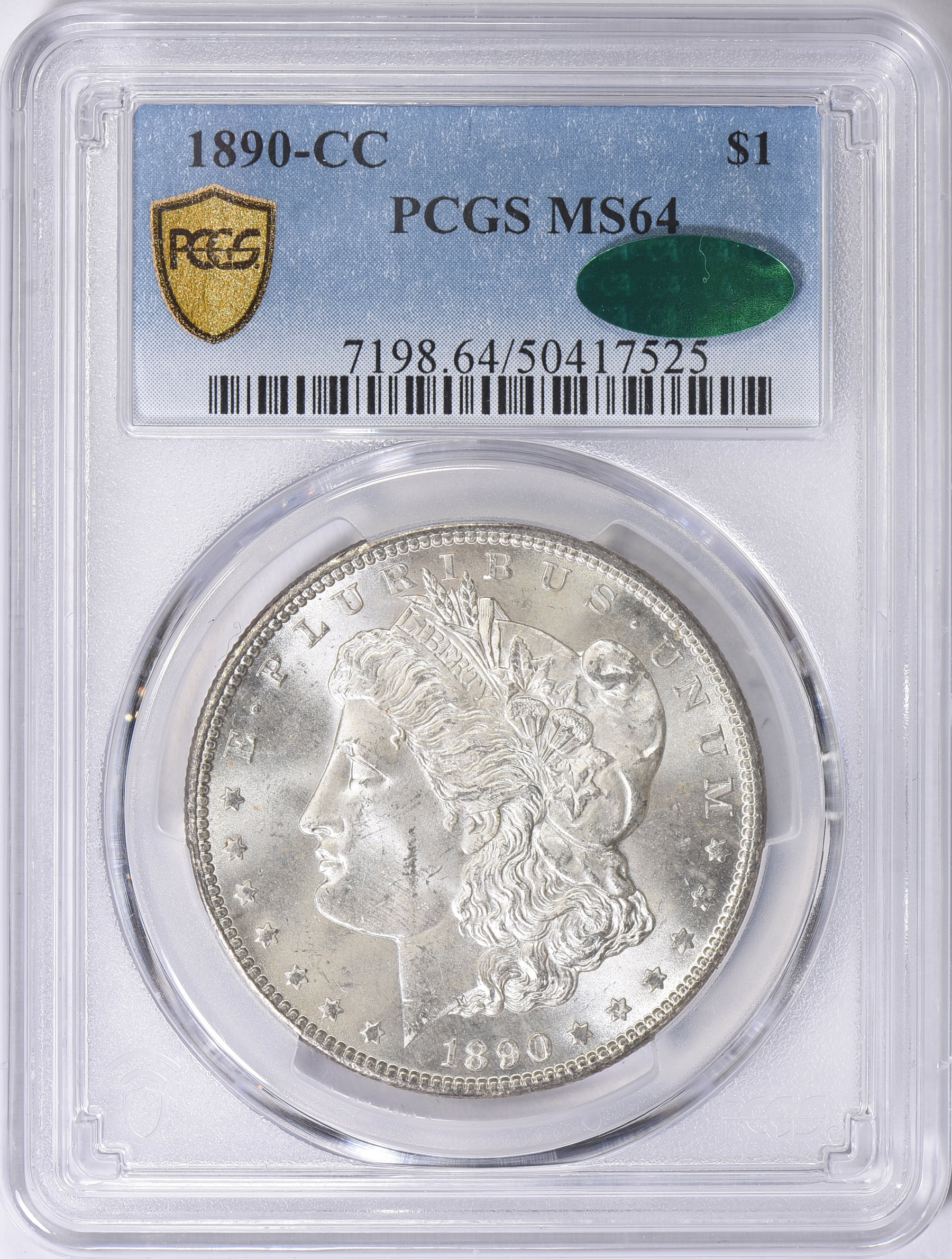 1890-CC Morgan Silver Dollar PCGS MS-64 (CAC Green) (Item 1683919) | GreatCollections Coin Auctions