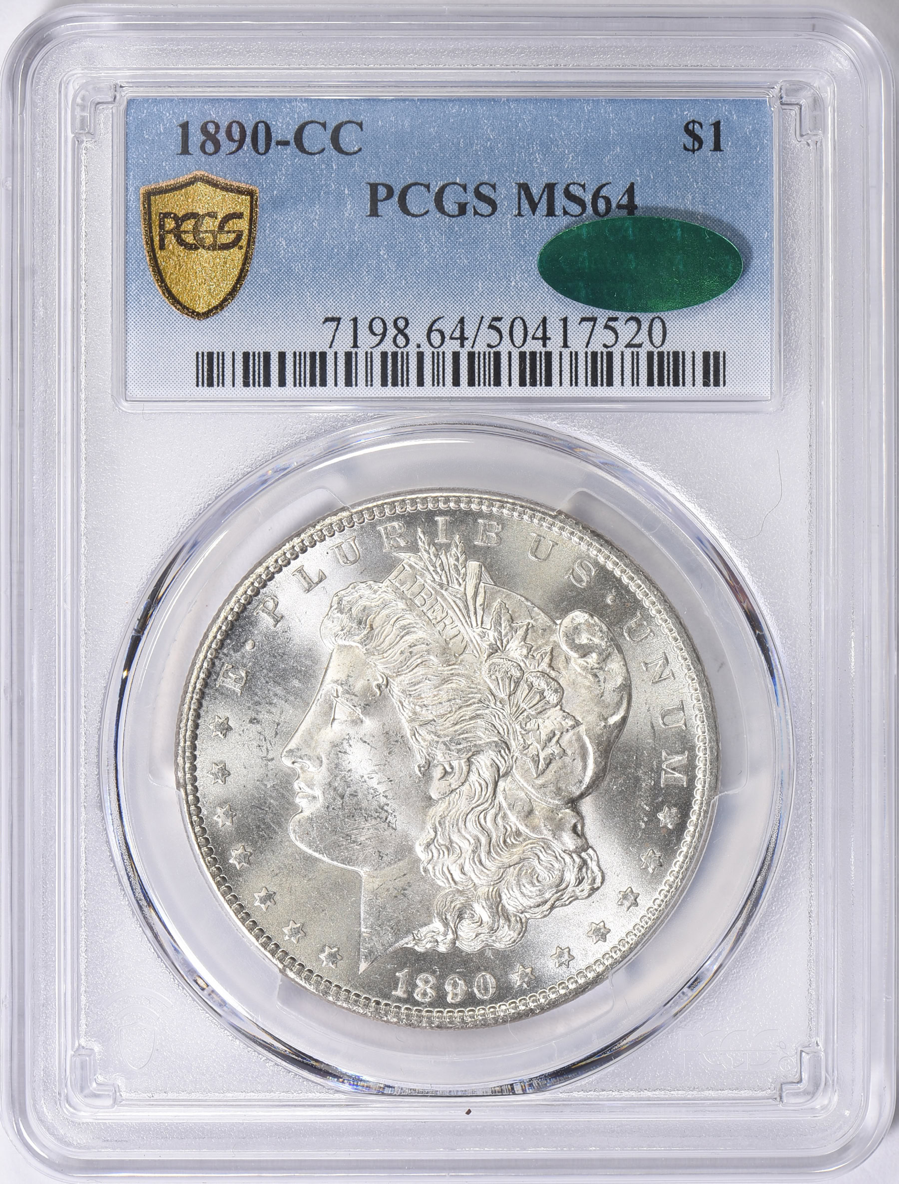 1890-CC Morgan Silver Dollar PCGS MS-64 (CAC Green) (Item 1683920) | GreatCollections Coin Auctions