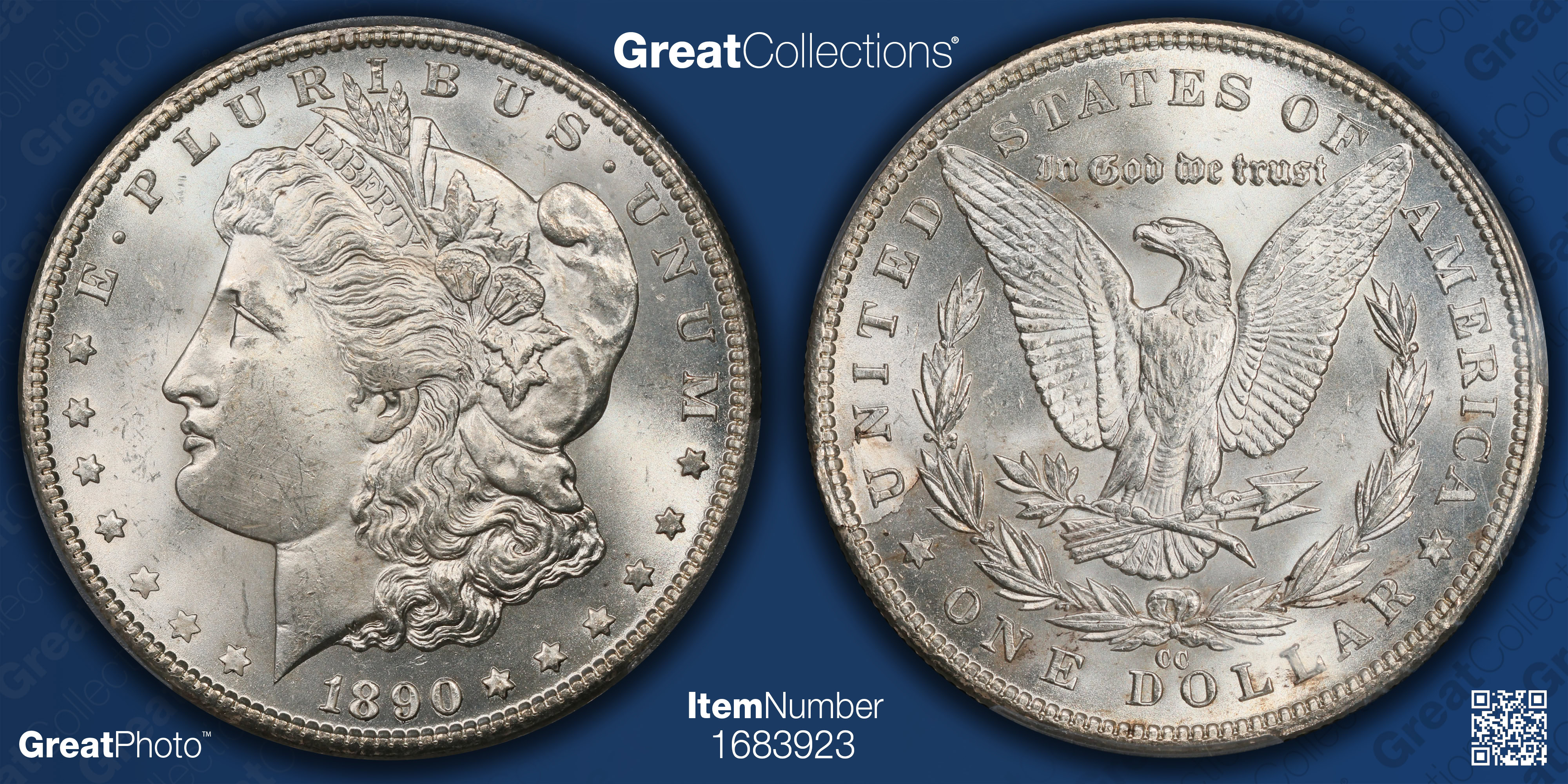 Mint Error 1890-CC Morgan Silver Dollar Reverse Peeling Lamination PCGS ...