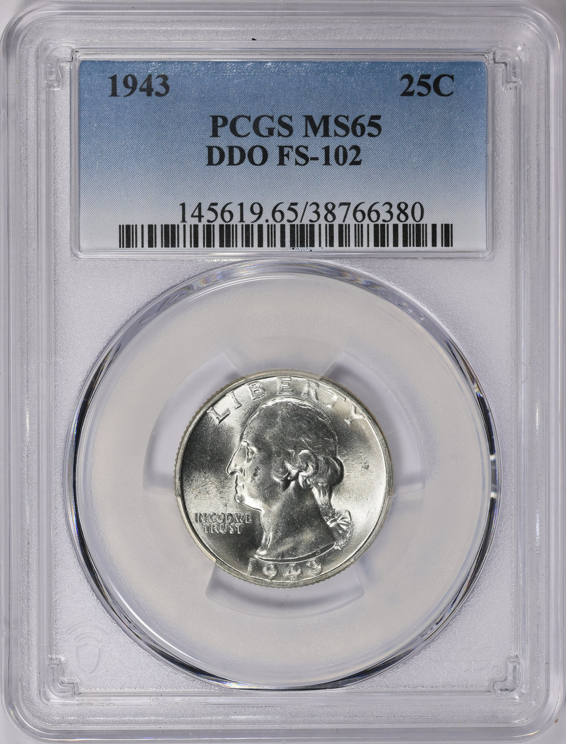 1943 Washington Quarter Doubled Die FS-102 PCGS MS-65 (Item 1683984) | GreatCollections Coin ...