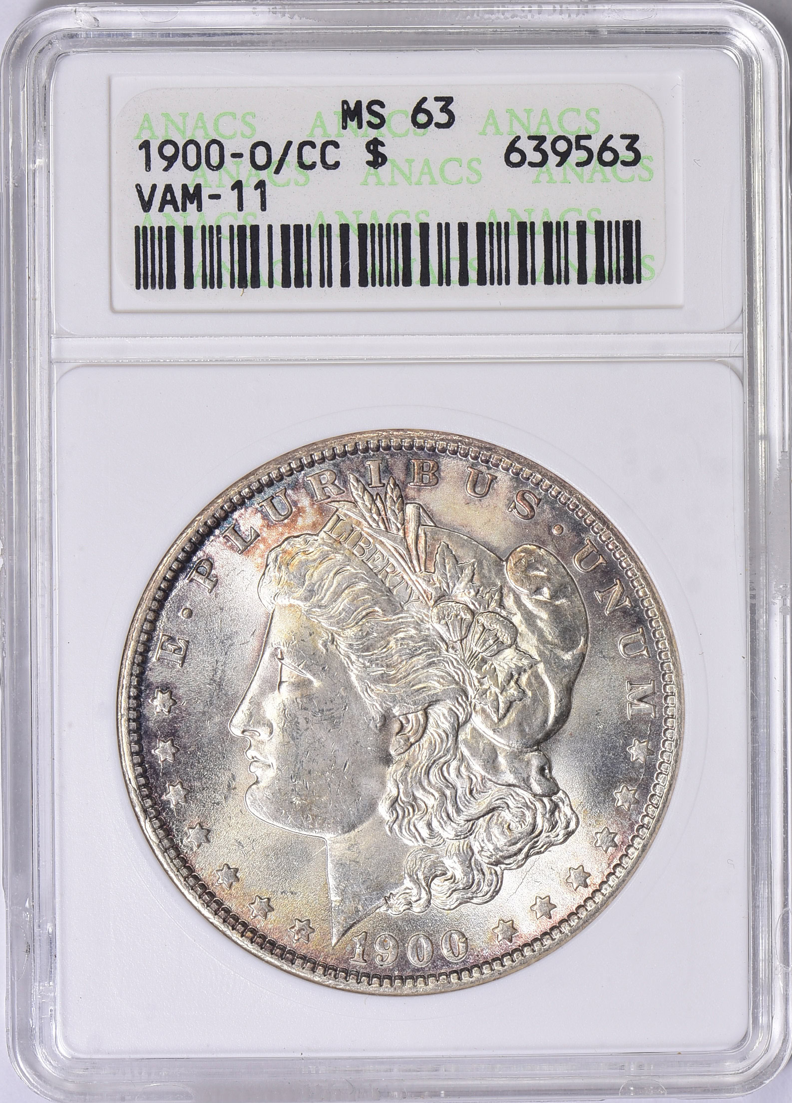 1900-O/CC Morgan Silver Dollar VAM-11 ANACS MS-63 OH (Toned) (Item 1684010) | GreatCollections ...