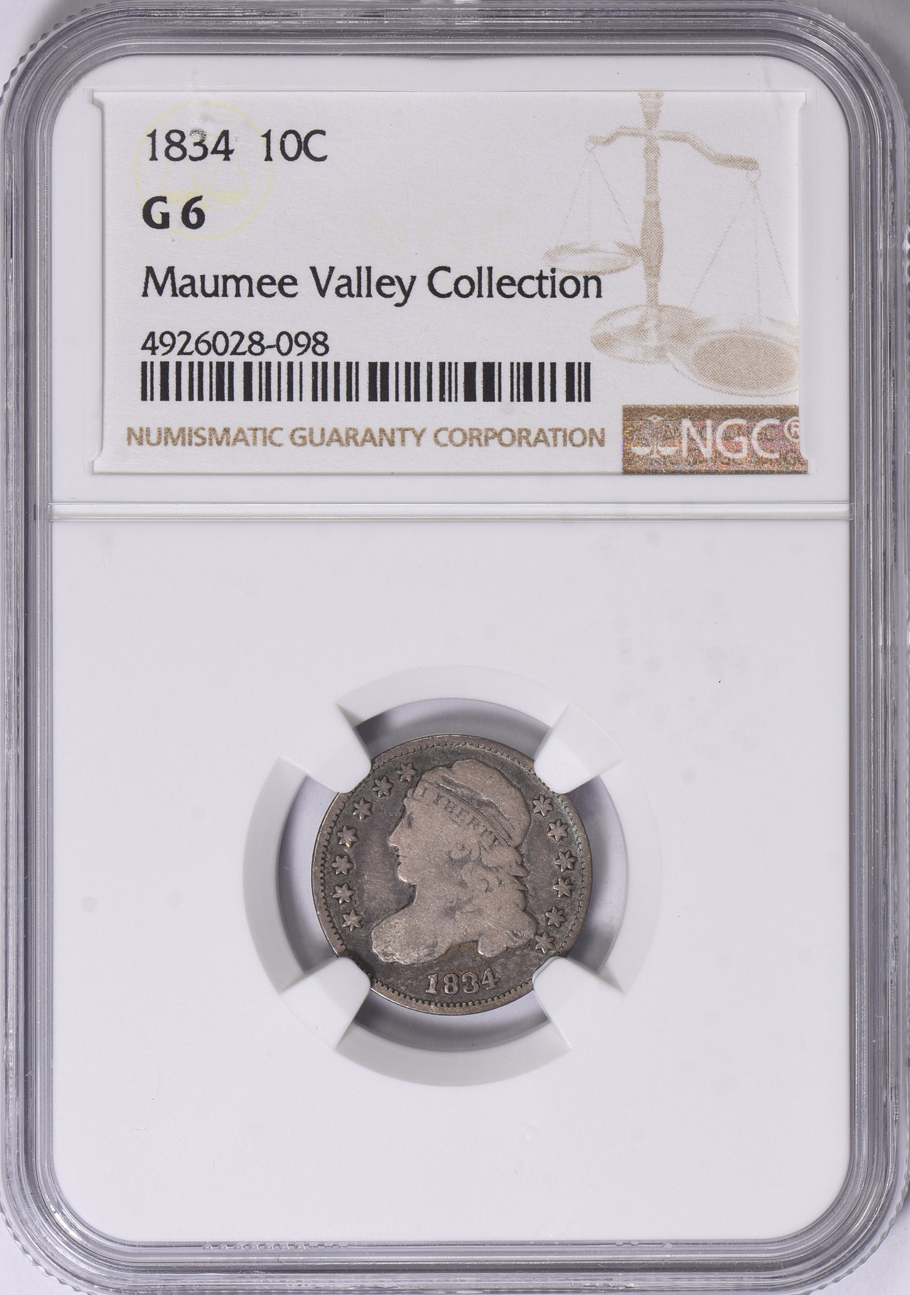 1834 Capped Bust Dime NGC G-06 (Maumee Valley Collection) (Item 1684098 ...