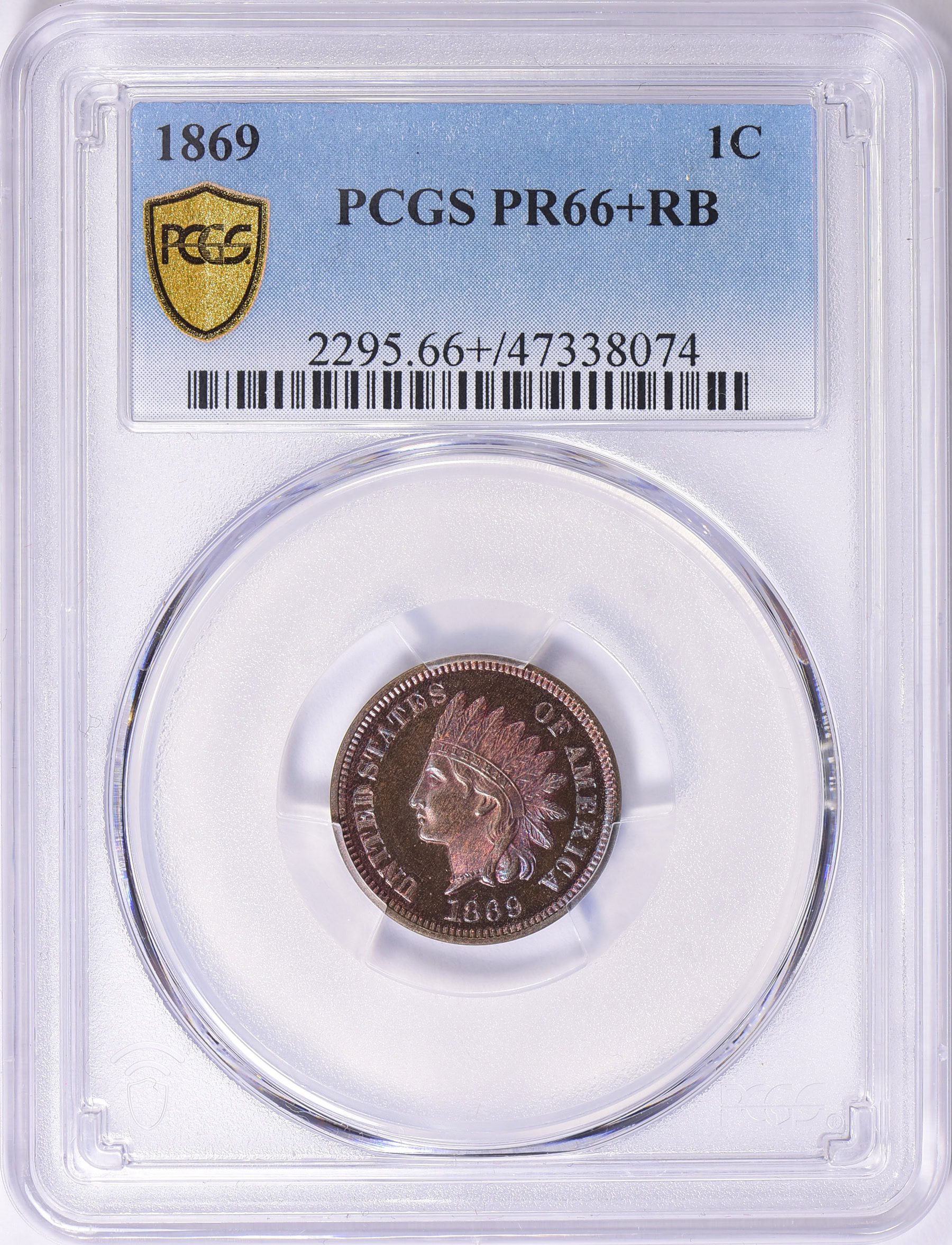 1869 Indian Cent PCGS Proof-66+ RB (Toned) (Item 1684189) | GreatCollections Coin Auctions