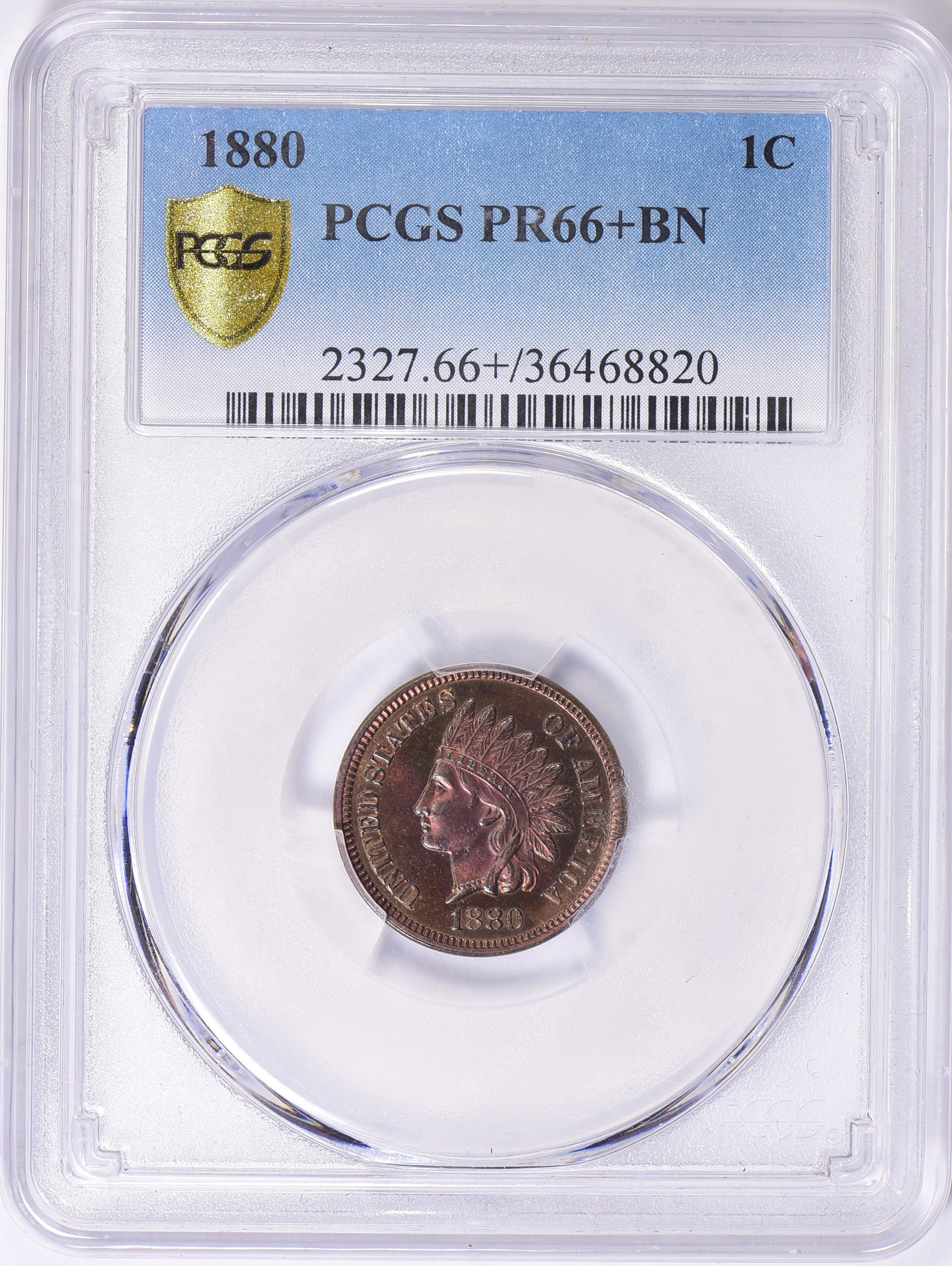 1880 Indian Cent PCGS Proof-66+ BN (Toned) (Item 1684200) | GreatCollections Coin Auctions