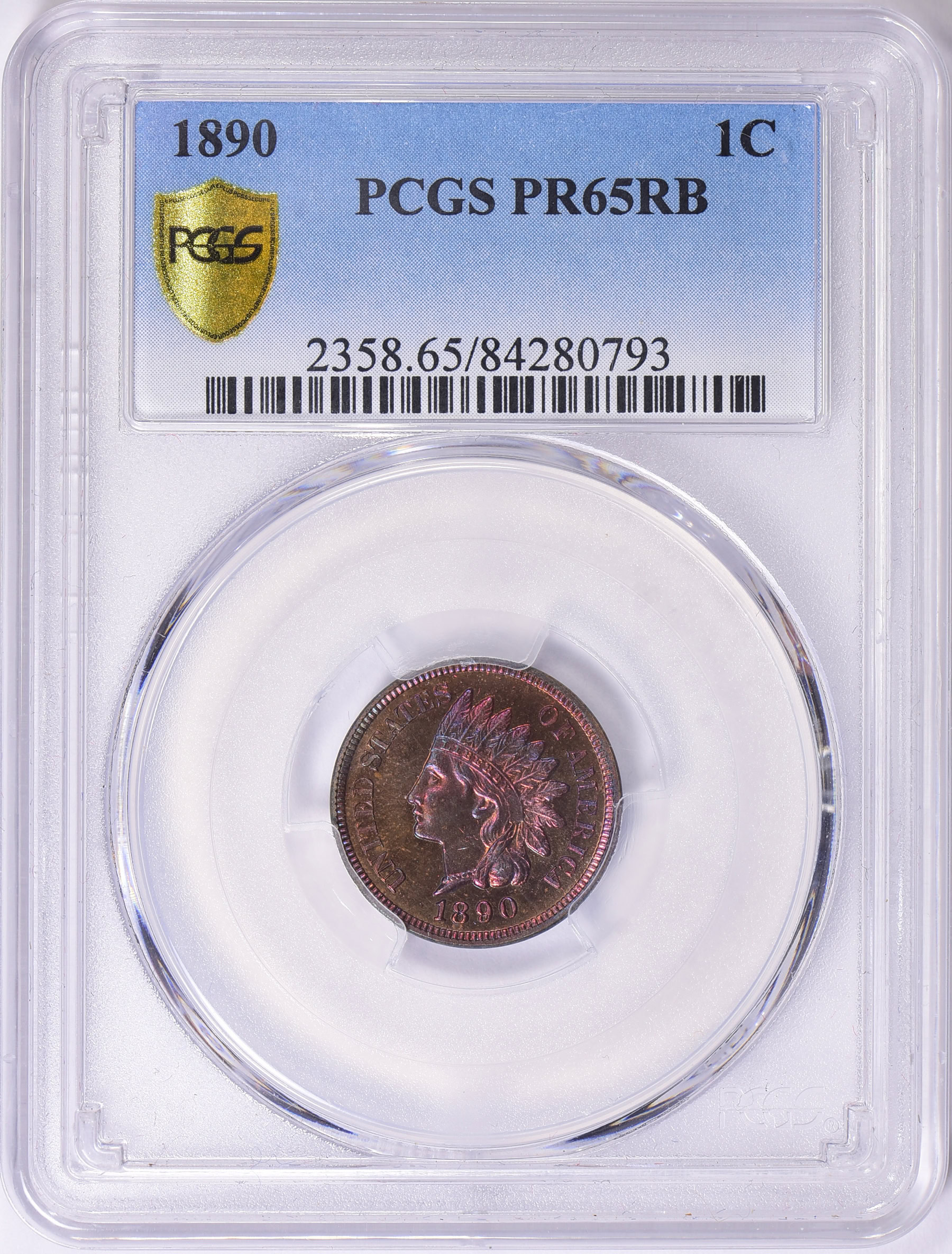 1890 Indian Cent PCGS Proof-65 RB (Toned) (Item 1684211) | GreatCollections Coin Auctions