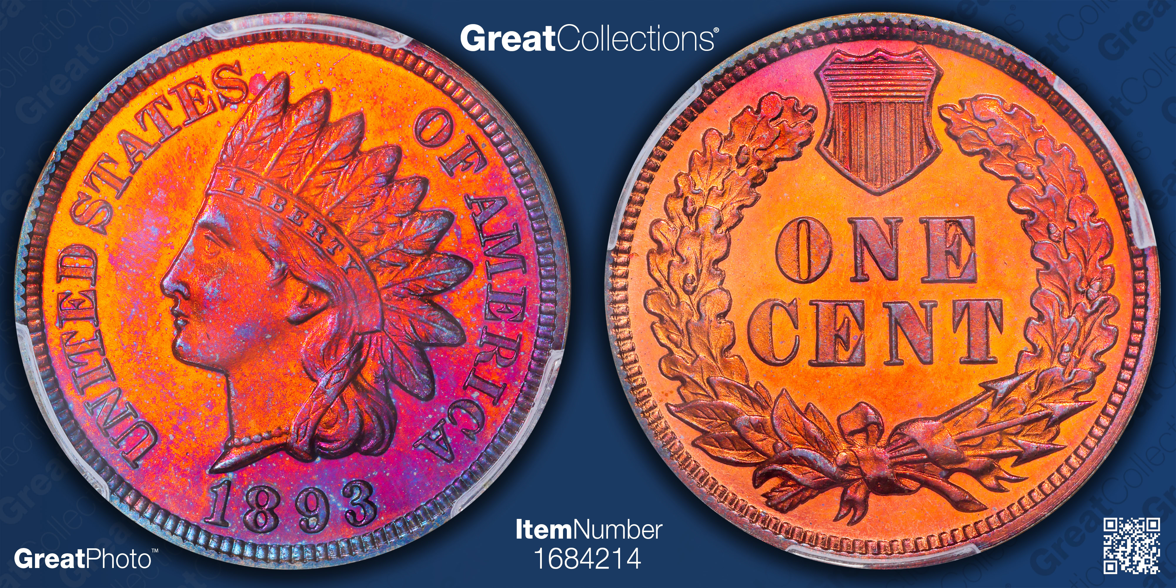 1893 Indian Cent PCGS Proof-66 RB (Toned) (The Larry Shepherd ...
