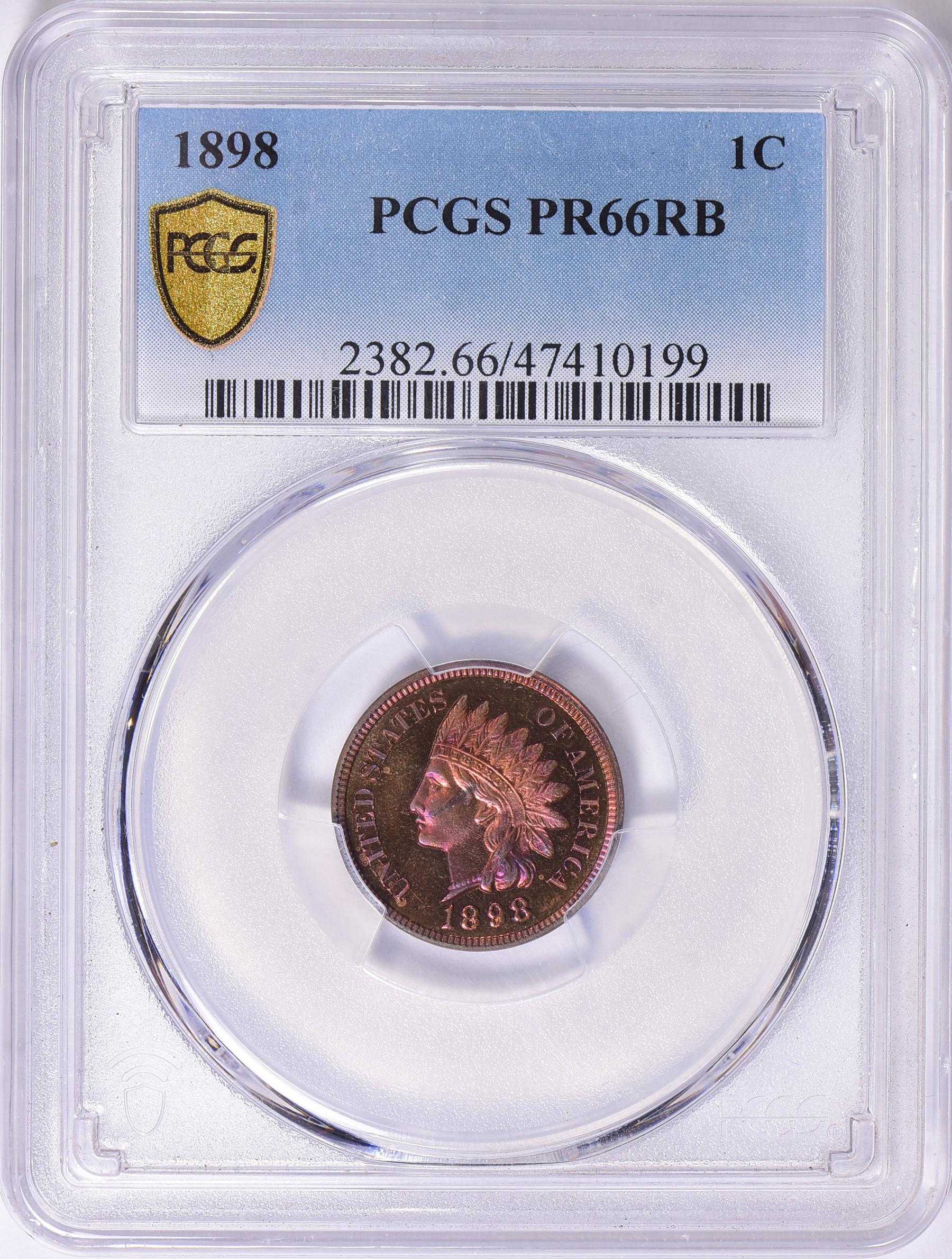 1898 Indian Cent PCGS Proof-66 RB (Toned) (Item 1684219) | GreatCollections Coin Auctions