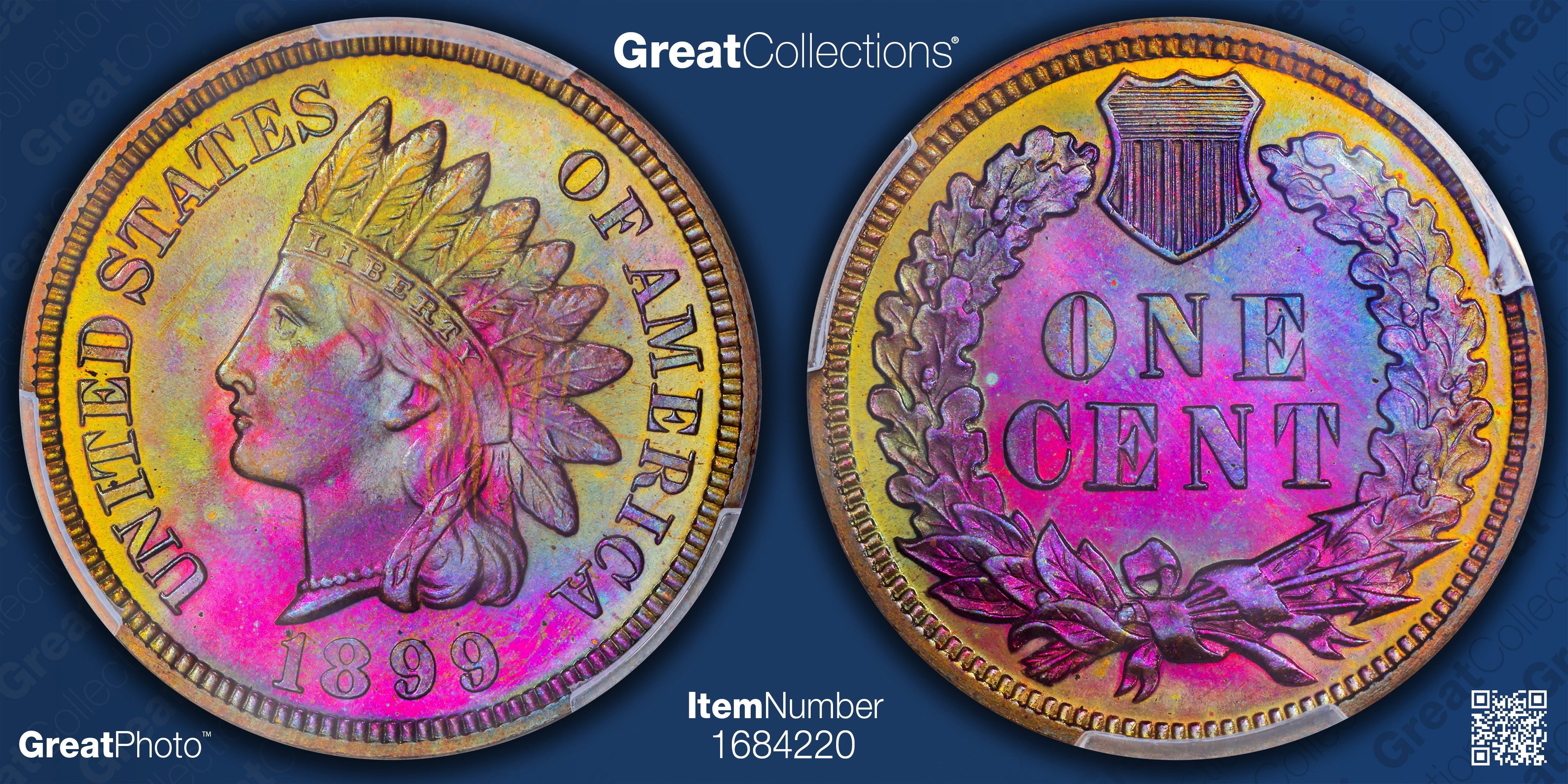 1899 Indian Cent PCGS Proof-66+ RB (Toned) (Item 1684220 ...