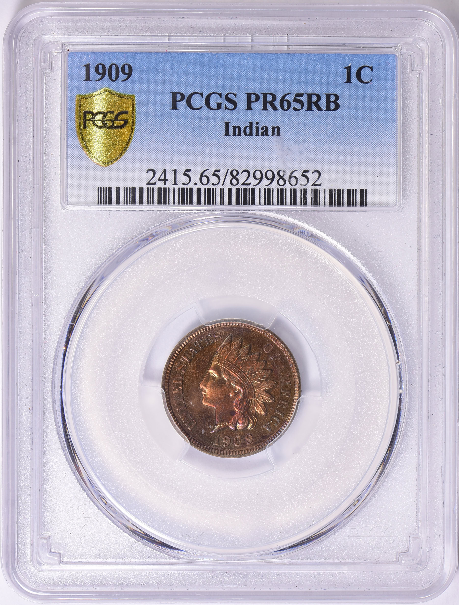 1909 Indian Cent PCGS Proof-65 RB (Toned) (Item 1684229) | GreatCollections Coin Auctions