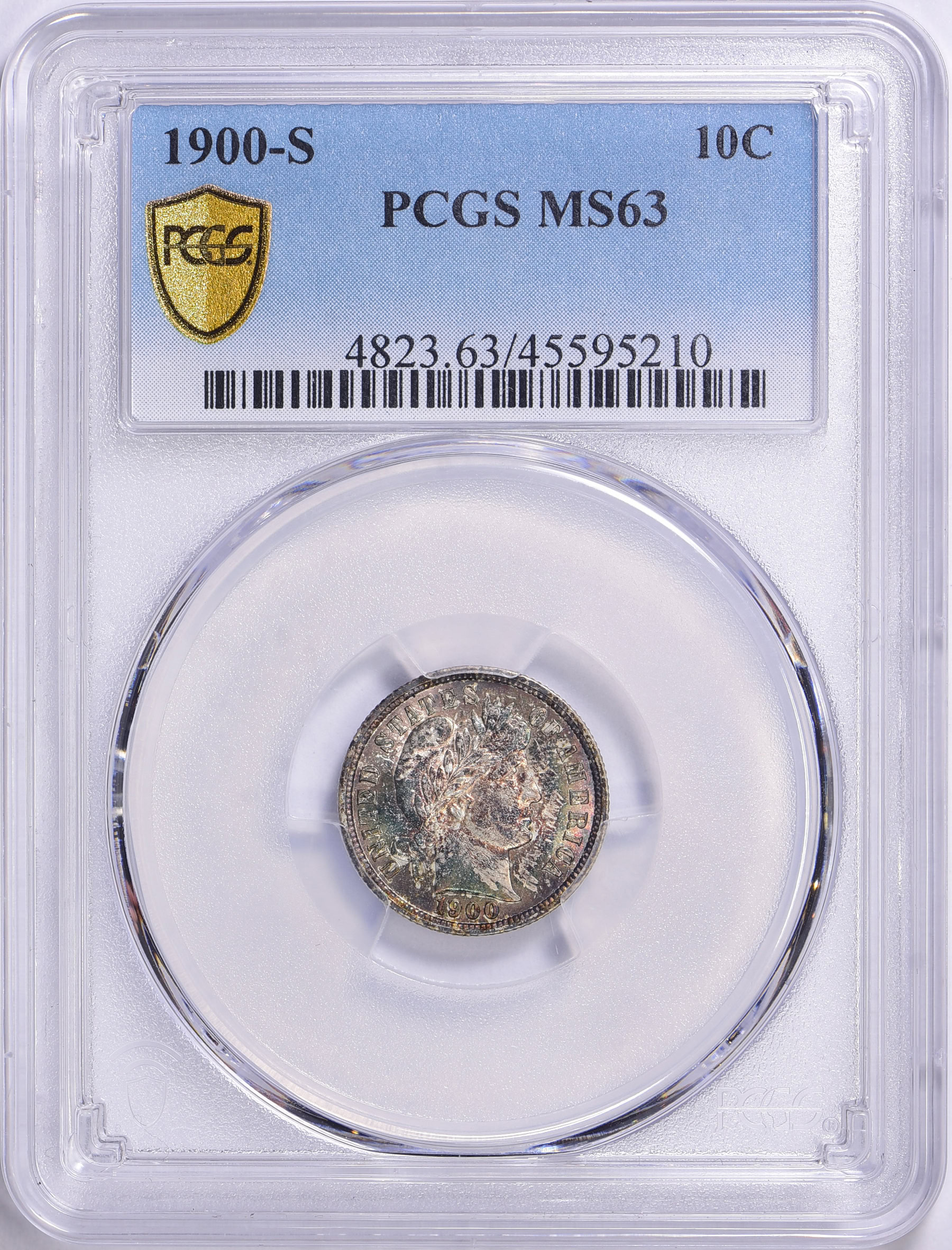 1900-S Barber Dime PCGS MS-63 (Toned) (Item 1684350) | GreatCollections Coin Auctions