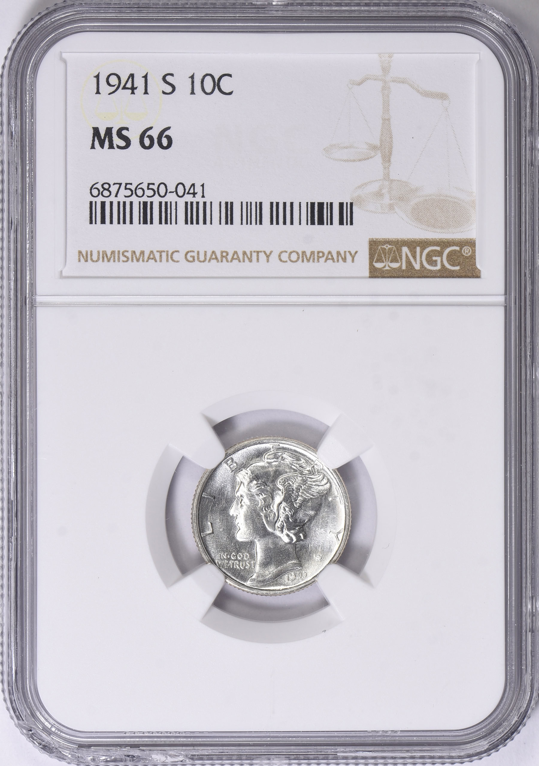 1941-S Mercury Dime NGC MS-66 (Item 1684377) | GreatCollections Coin Auctions