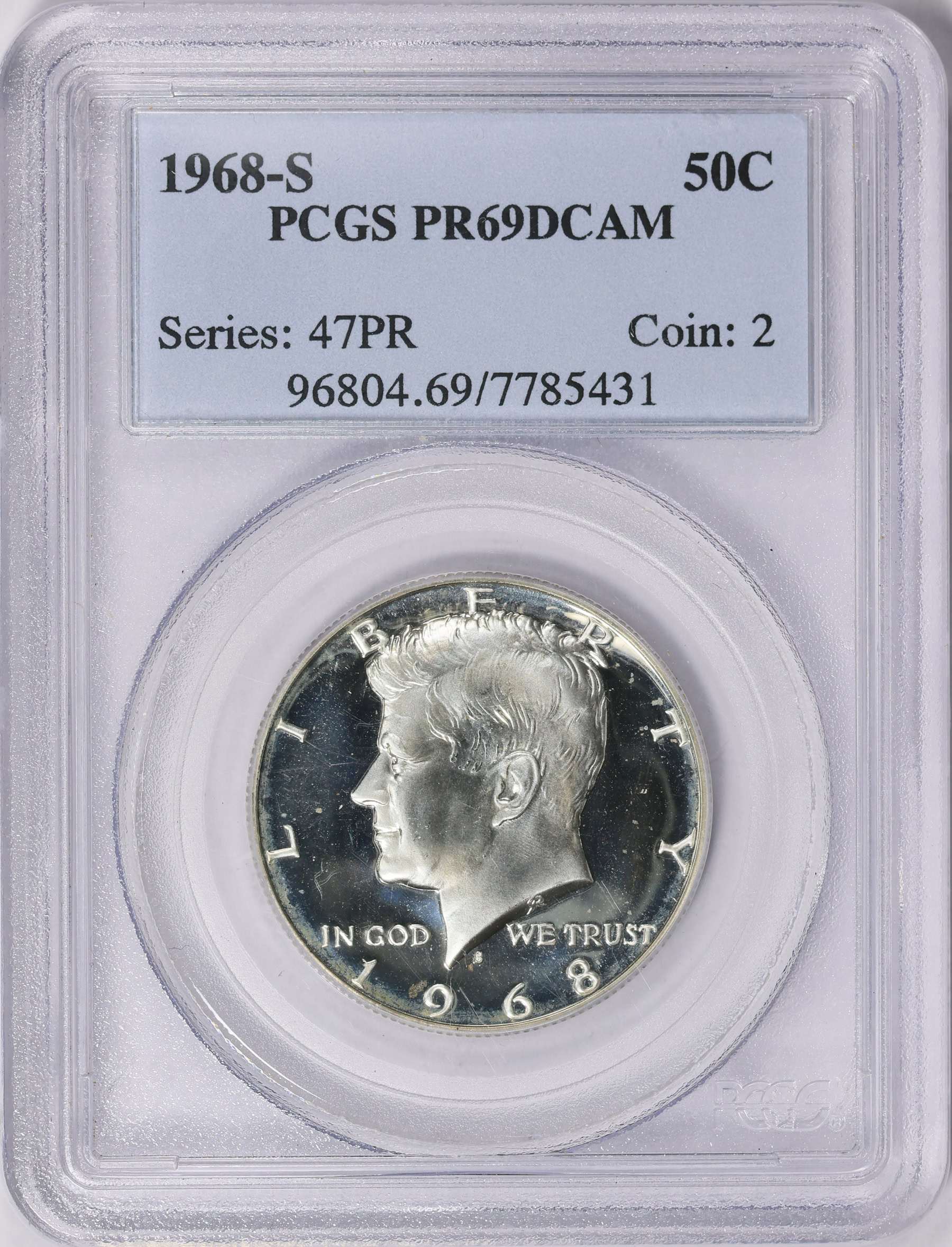 1968-S Kennedy Half Dollar PCGS Proof-69 DCAM (Item 1684468) | GreatCollections Coin Auctions
