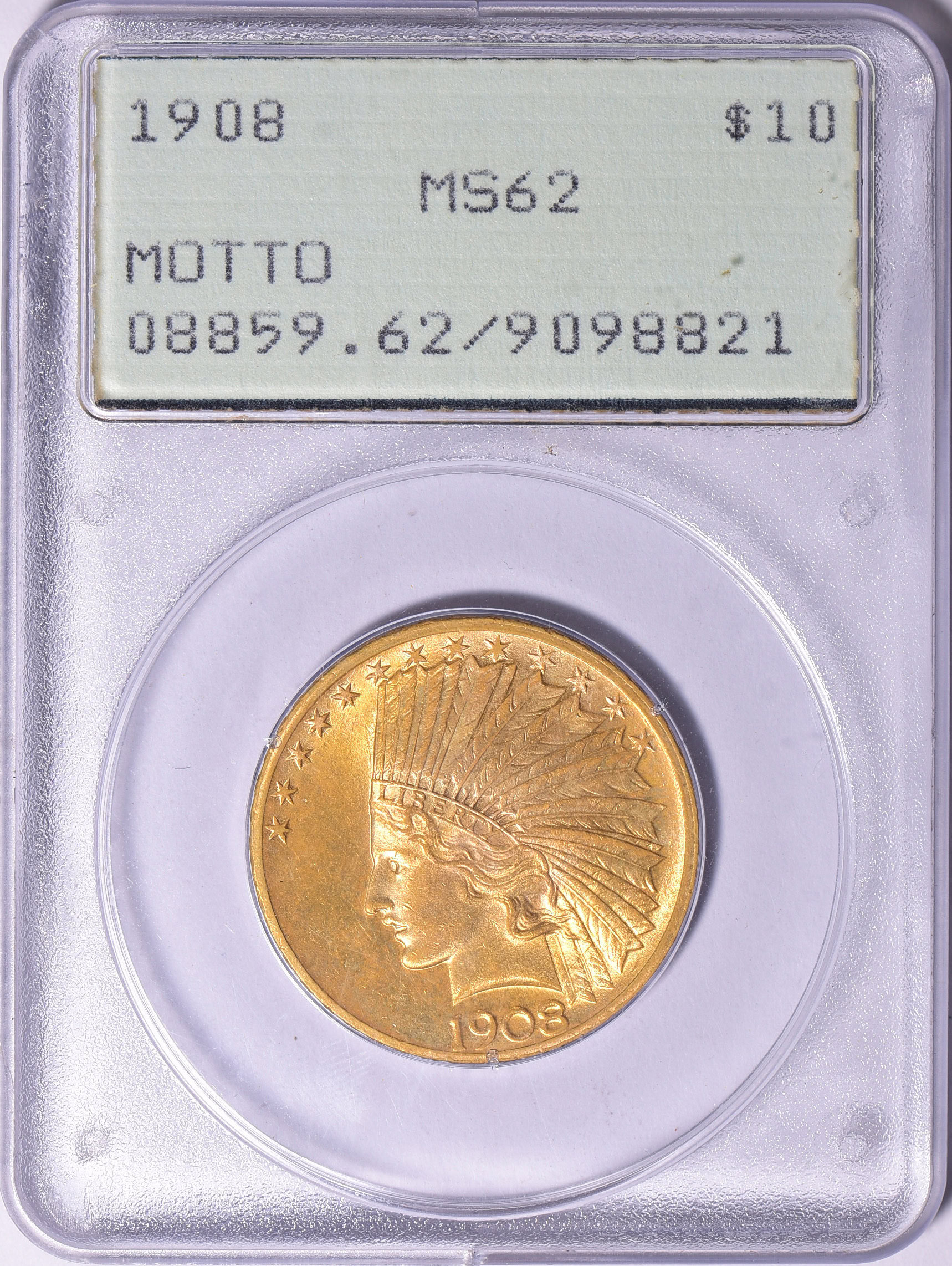 1908 Indian Gold Eagle Motto PCGS MS-62 OGH (1st Gen) (Item 1684488 ...