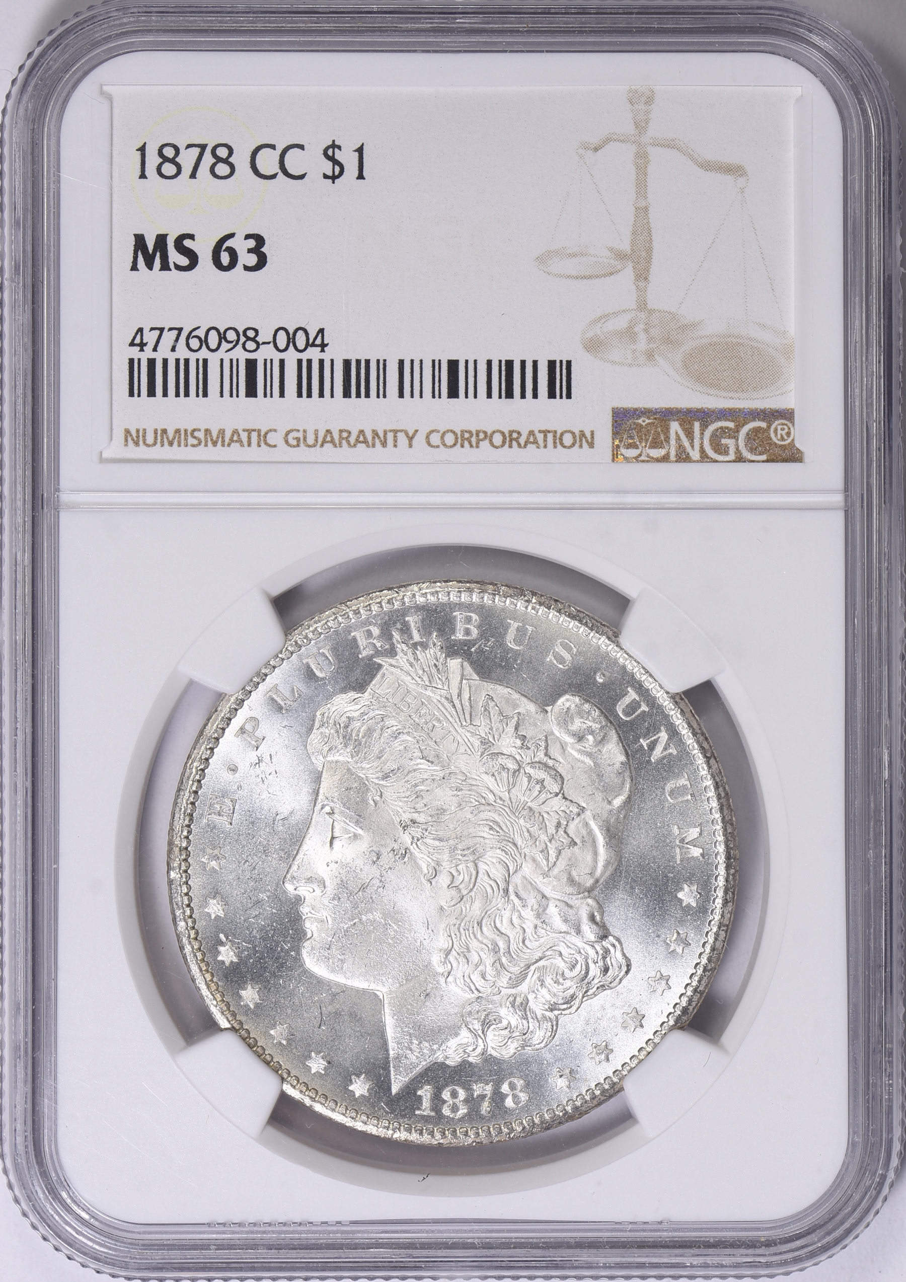 1878-CC Morgan Silver Dollar NGC MS-63 (Item 1684638) | GreatCollections Coin Auctions