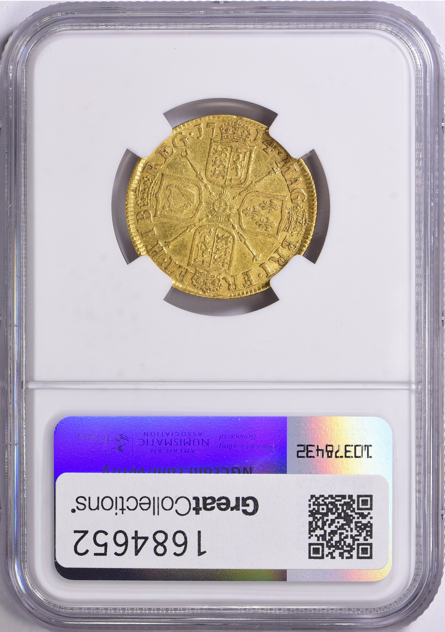 Great Britain 1714 Gold Guinea of Anne KM-534 NGC VF-35 (AGW = 0.2476 ...