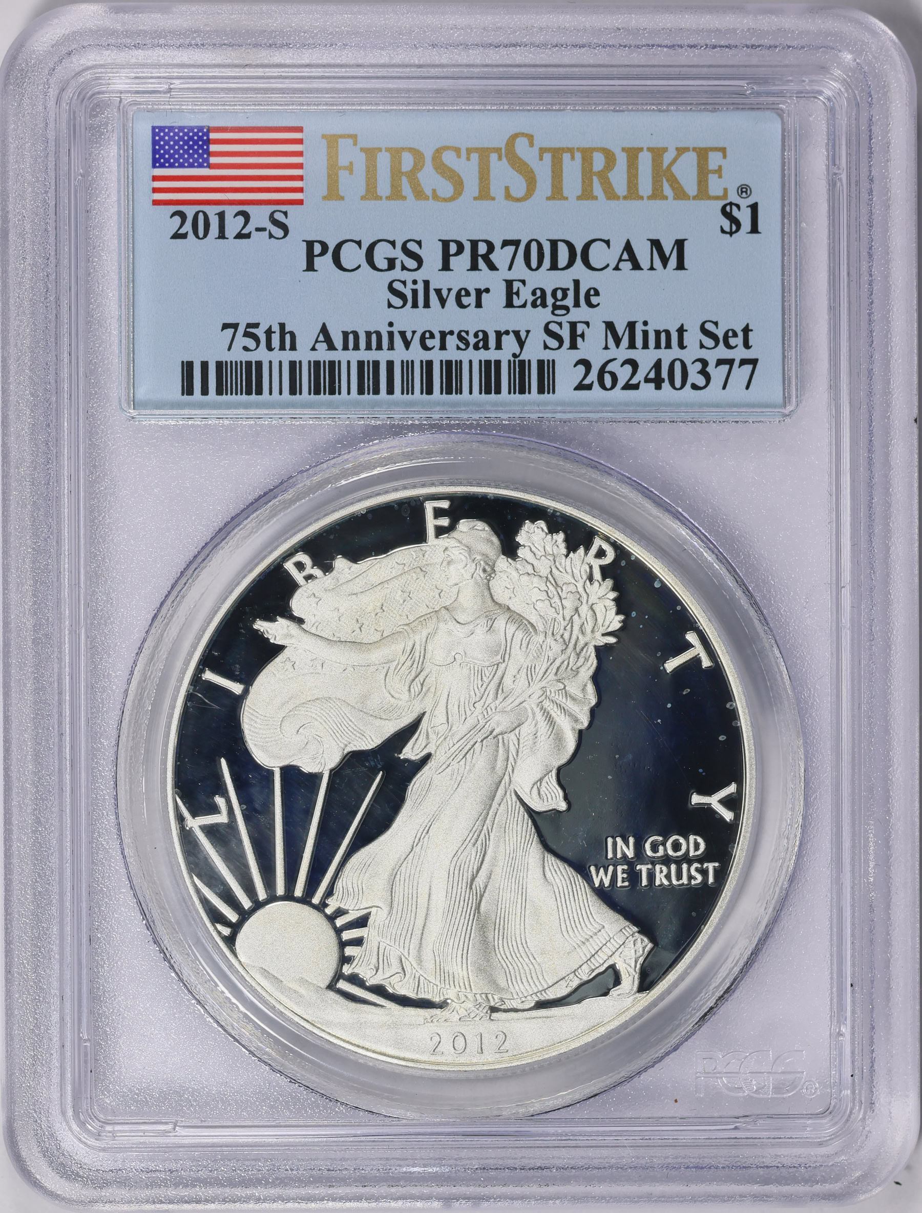 2012-S $1 Silver Eagle 75th Anniversary SF Mint First Strike PCGS Proof ...