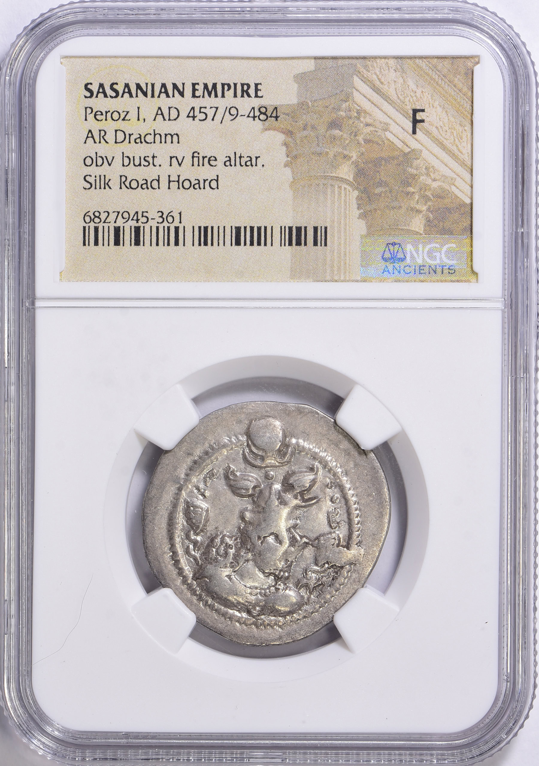 Ancient Sasanian Empire, Peroz I (A.D. 457-484) AR Drachm NGC F (Silk ...