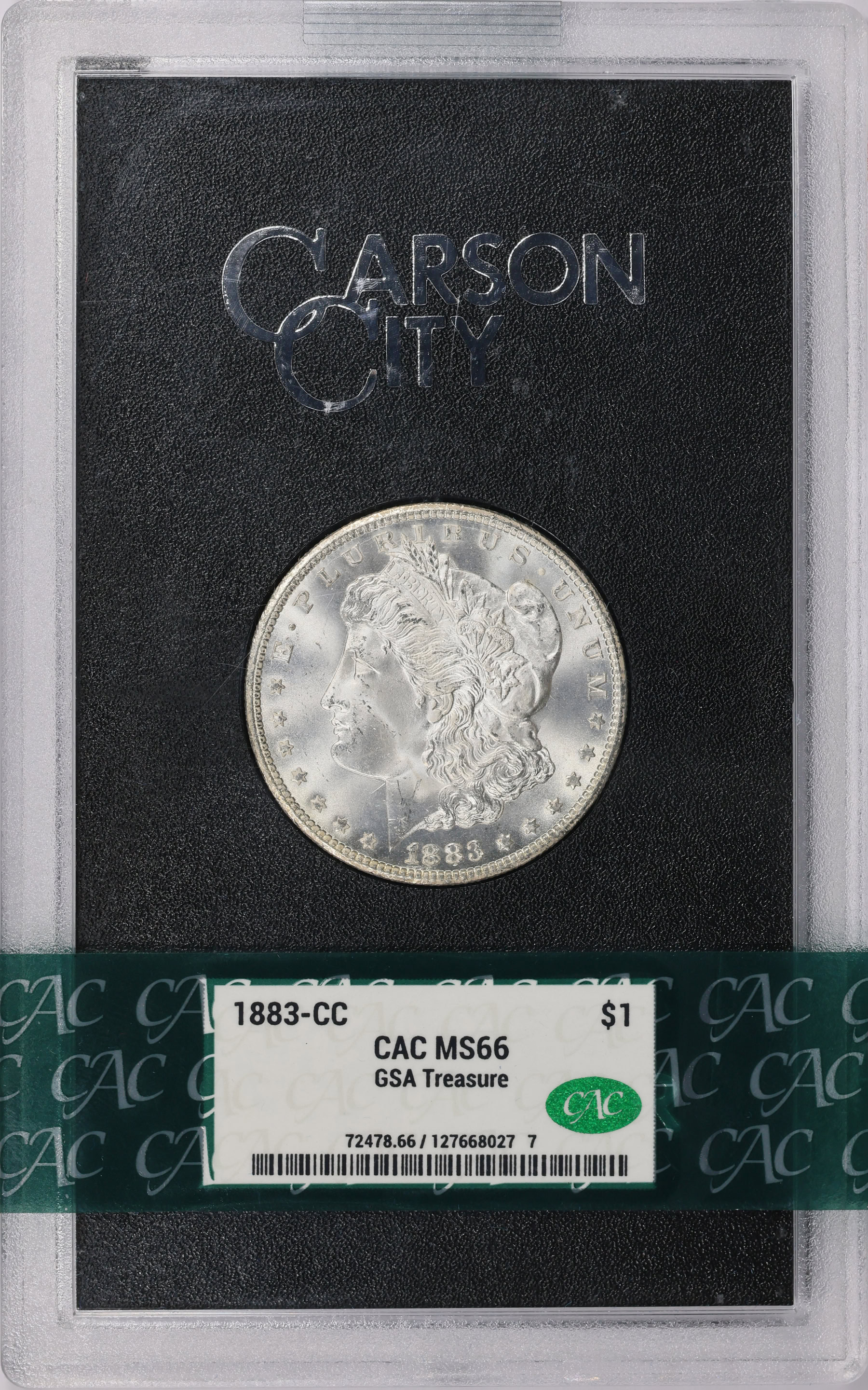 1883-CC Morgan Silver Dollar GSA Treasure CACG MS-66 (GSA Holder) (With GSA Box and Numbered ...