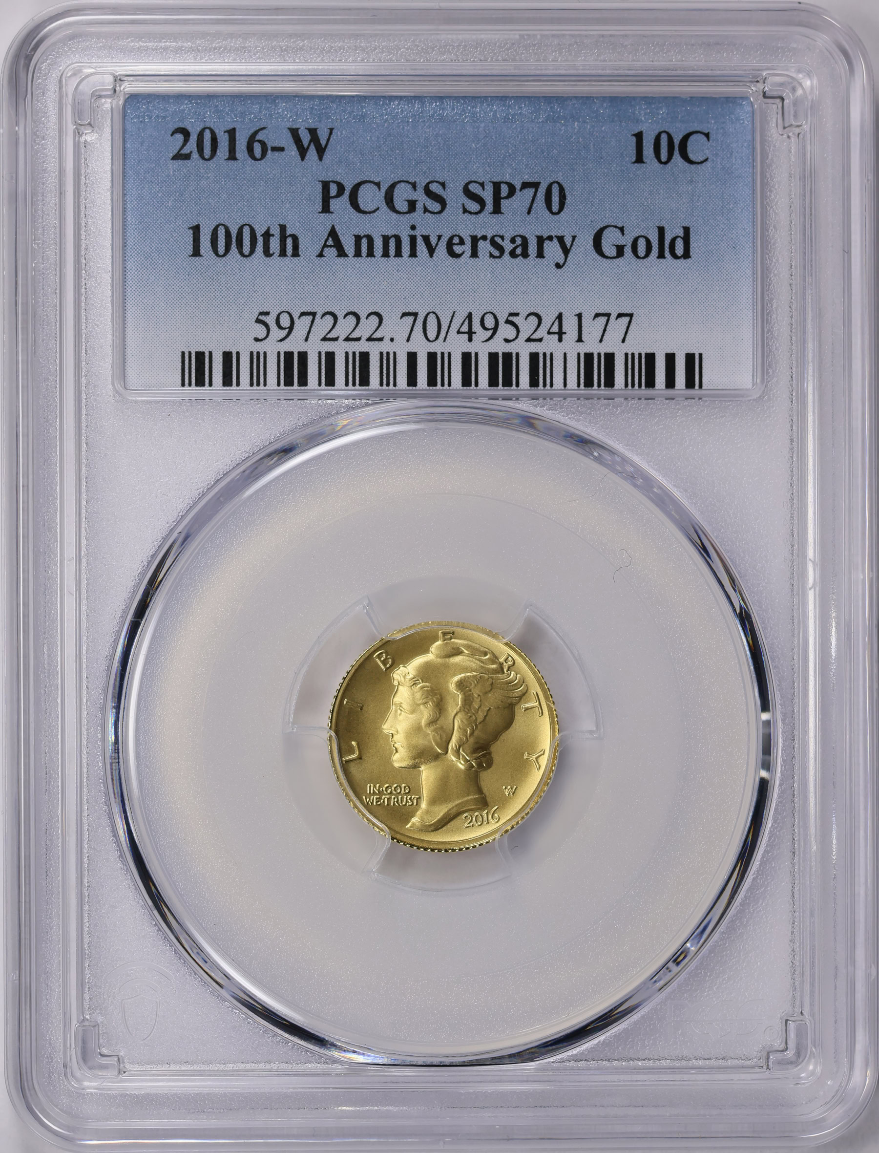2016-W Gold Mercury Dime 100th Anniversary. PCGS SP-70 (Item 1684921 ...