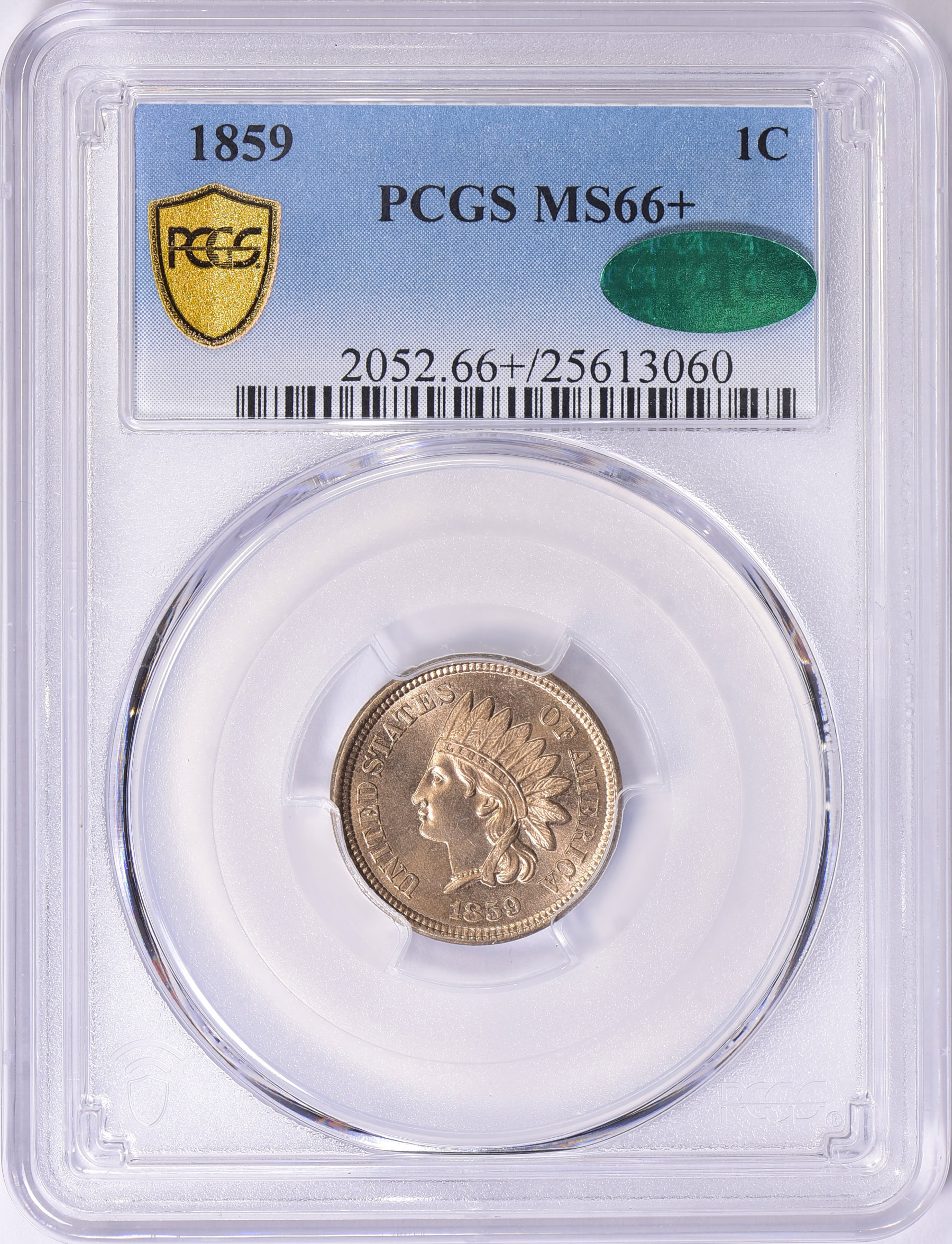 1859 Indian Cent PCGS MS-66+ (CAC Green) (Item 1684941) | GreatCollections Coin Auctions