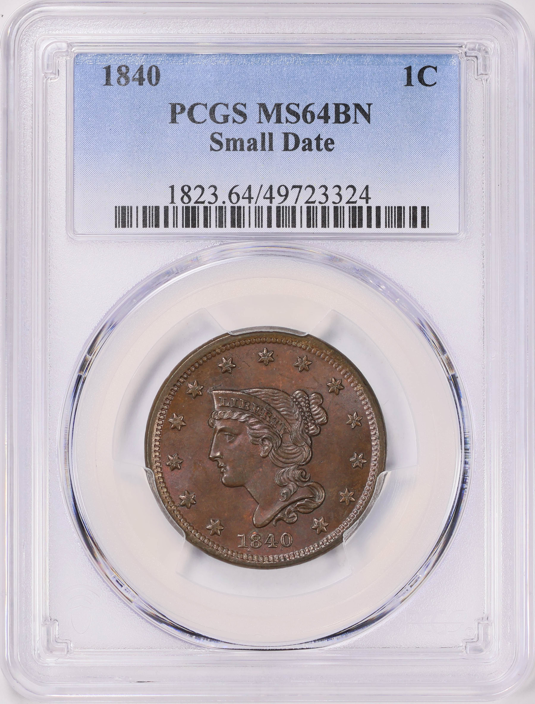 1840 Braided Hair Cent Small Date PCGS MS-64 BN (Item 1684944 ...