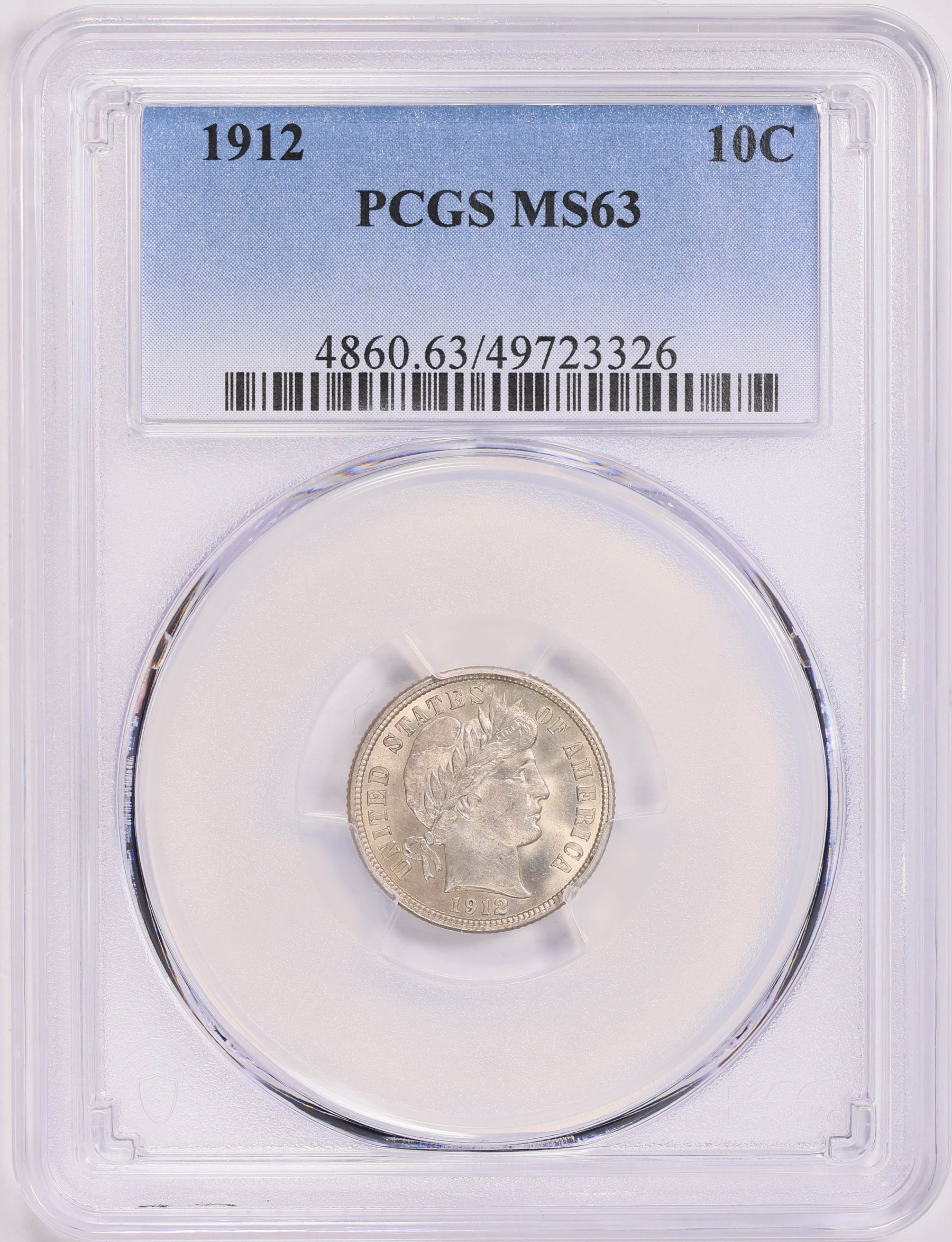 1912 Barber Dime PCGS MS-63 (Item 1684946) | GreatCollections Coin Auctions