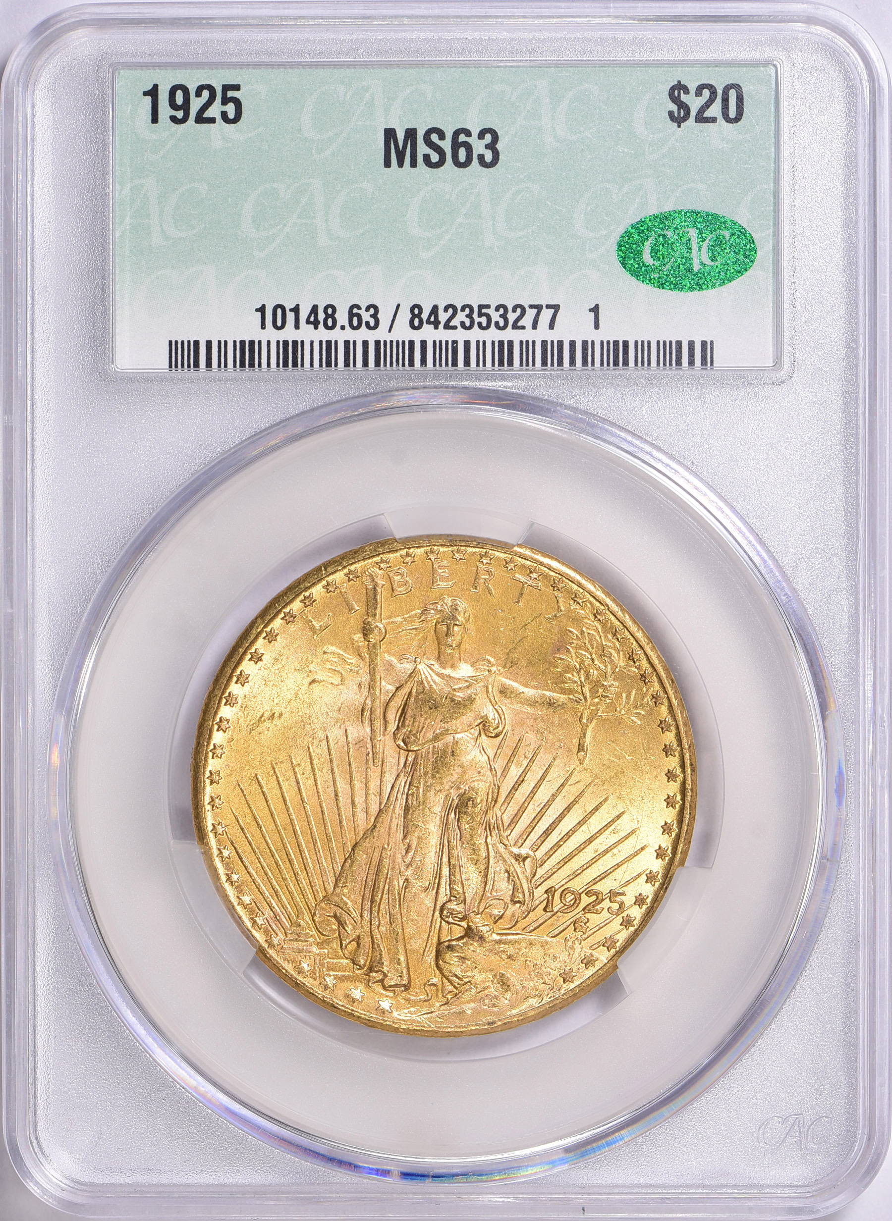 1925 Saint-Gaudens Gold Double Eagle CACG MS-63 (Item 1685143) | GreatCollections Coin Auctions